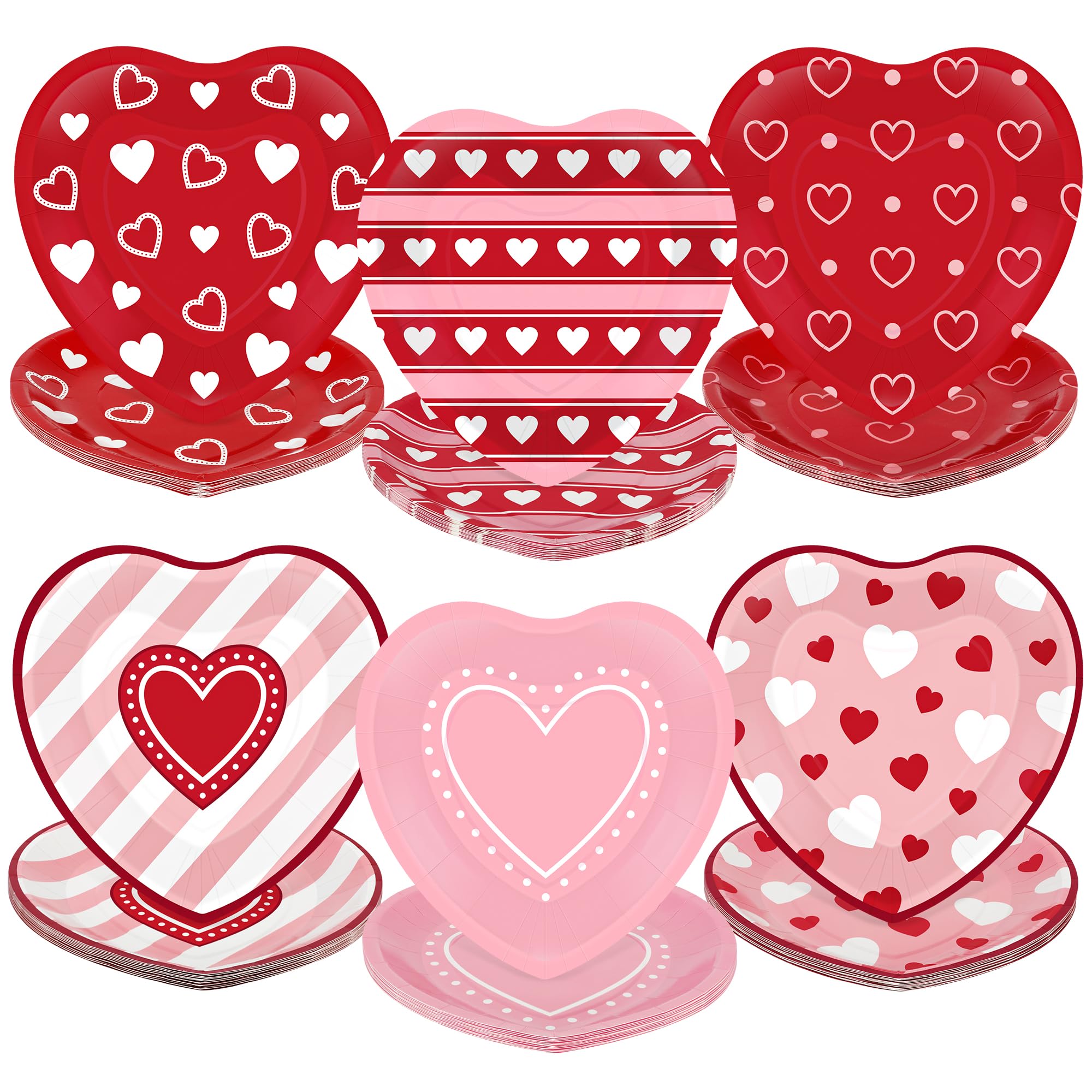 Amazon.com: QZYL 48 PCS Valentines Plates, 9 IN Disposable Heart Shaped ...