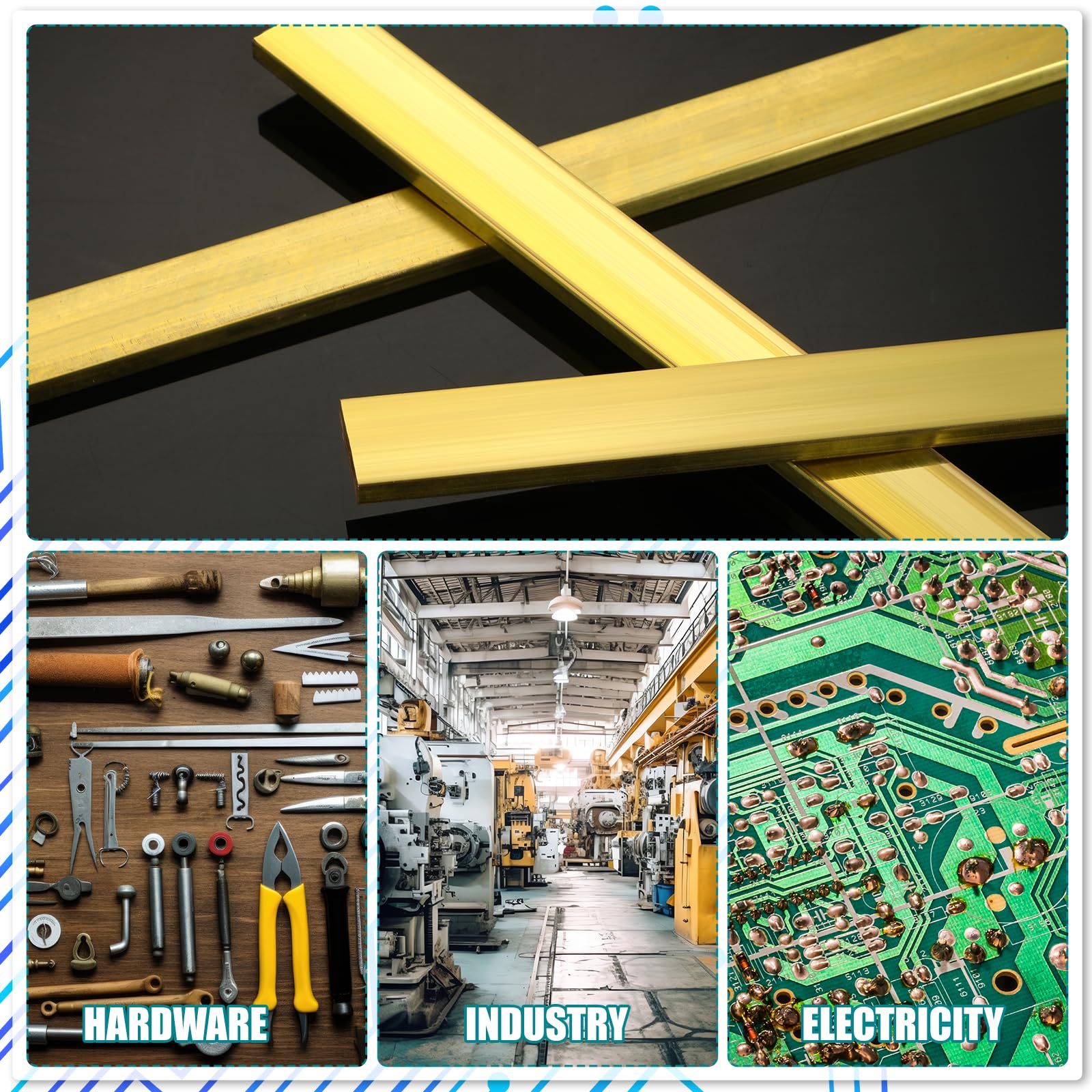 Snapklik.com : 4 Pcs C360 Brass Flat Bar 1/4" X 1" X 12" Knife Making Brass Bar Stock Brass ...