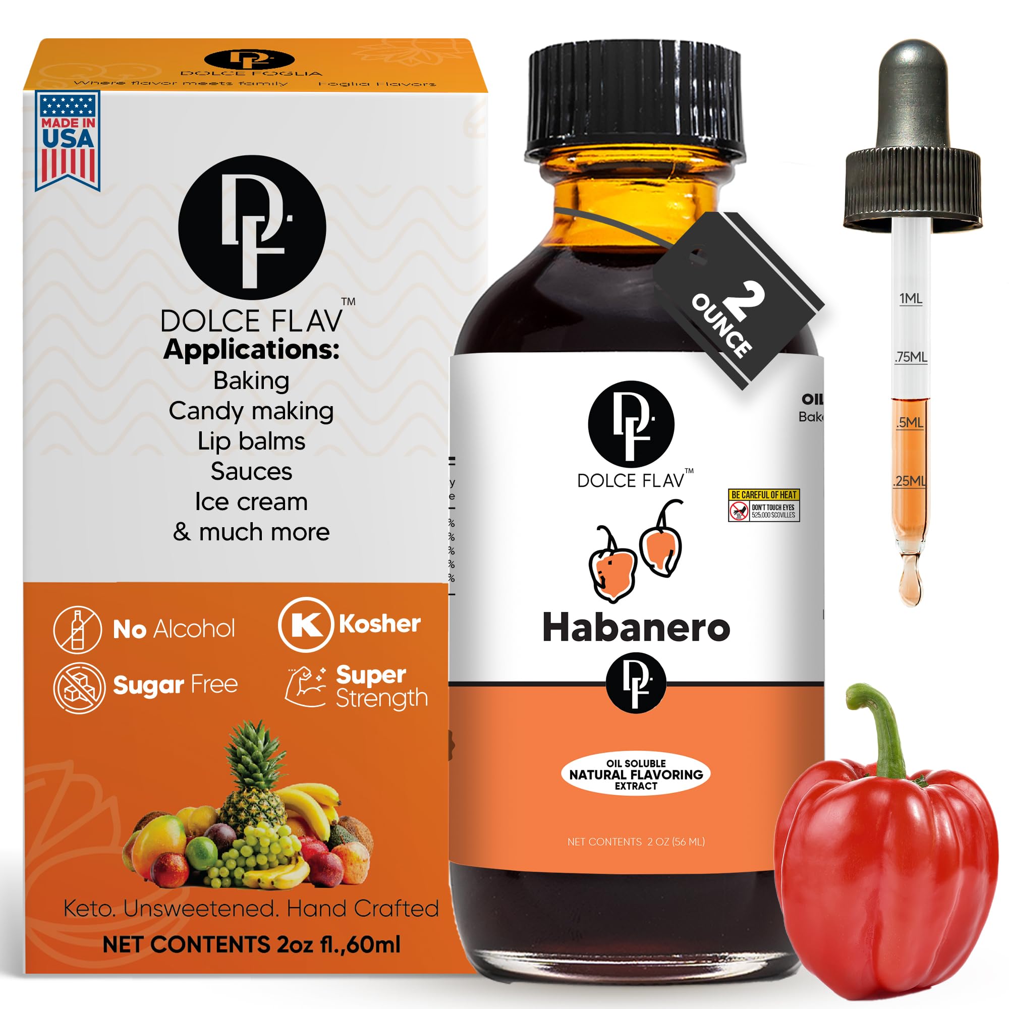 Amazon.com: Dolce Flav Natural Habanero Extract - 2 Ounce Oil-Soluble ...