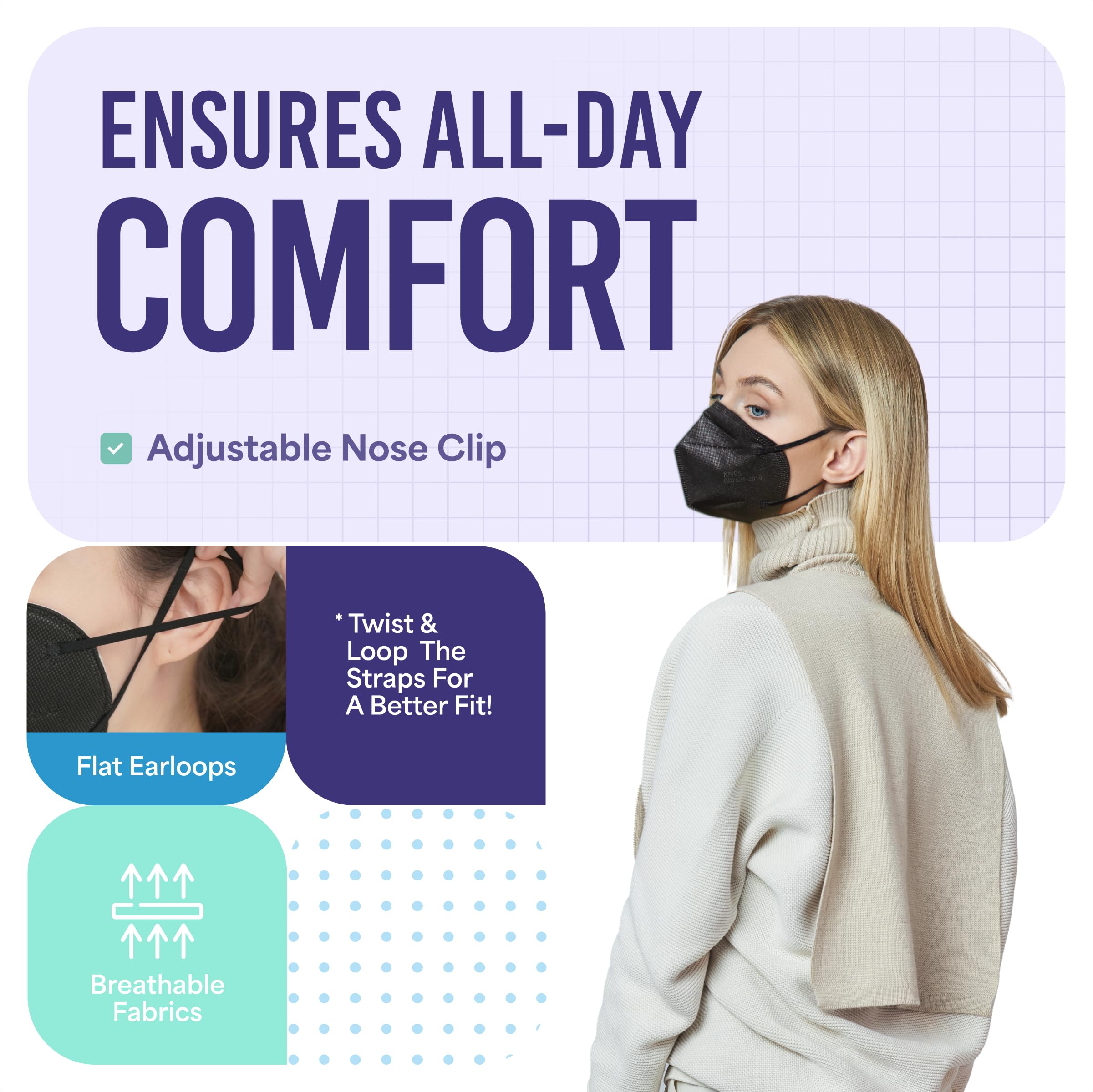 Snapklik.com : KN95 Face Masks Disposable - Individually Wrapped, 5 Ply ...