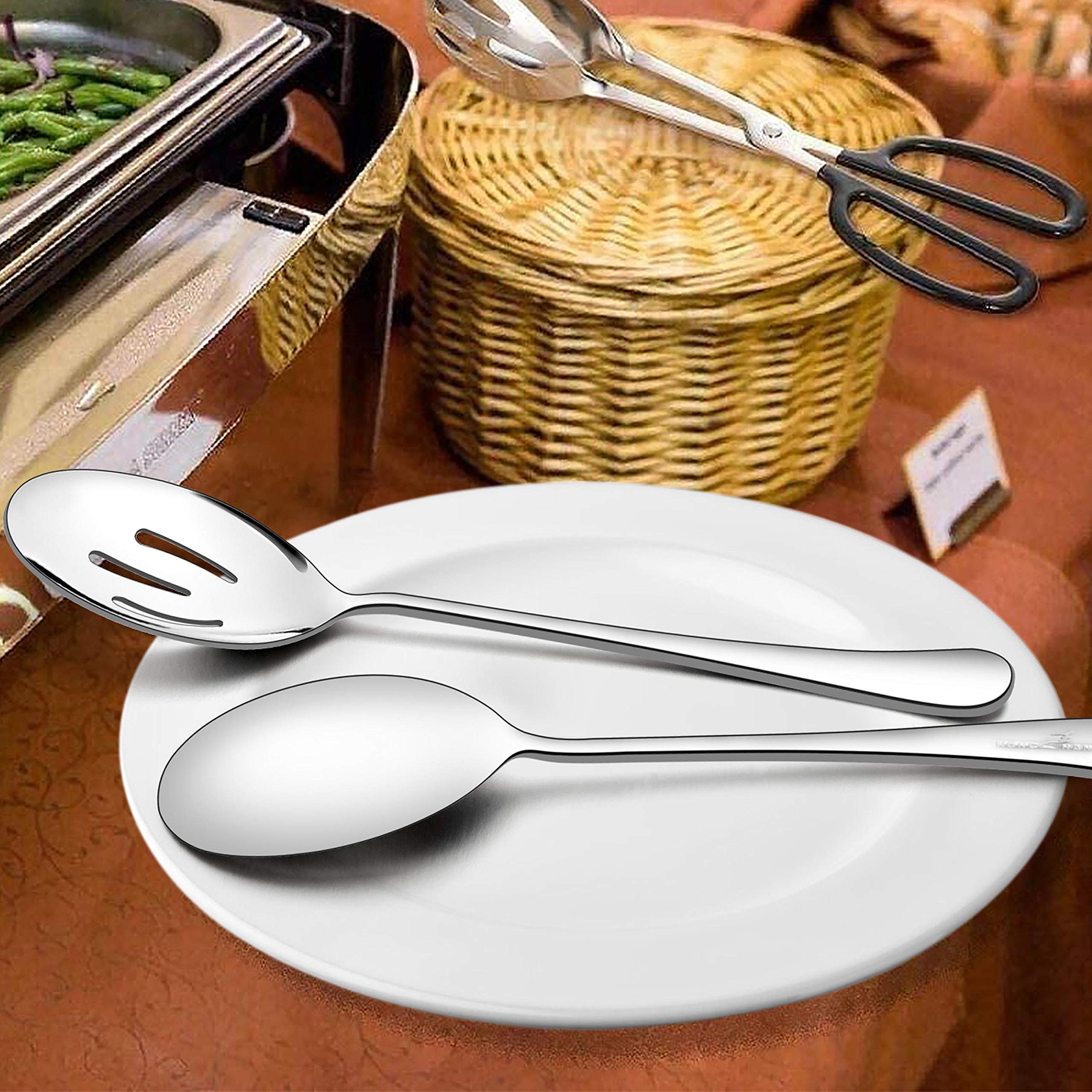 Snapklik.com : Stainless Steel 4 Serving Spoons, 4 Slotted Serving ...