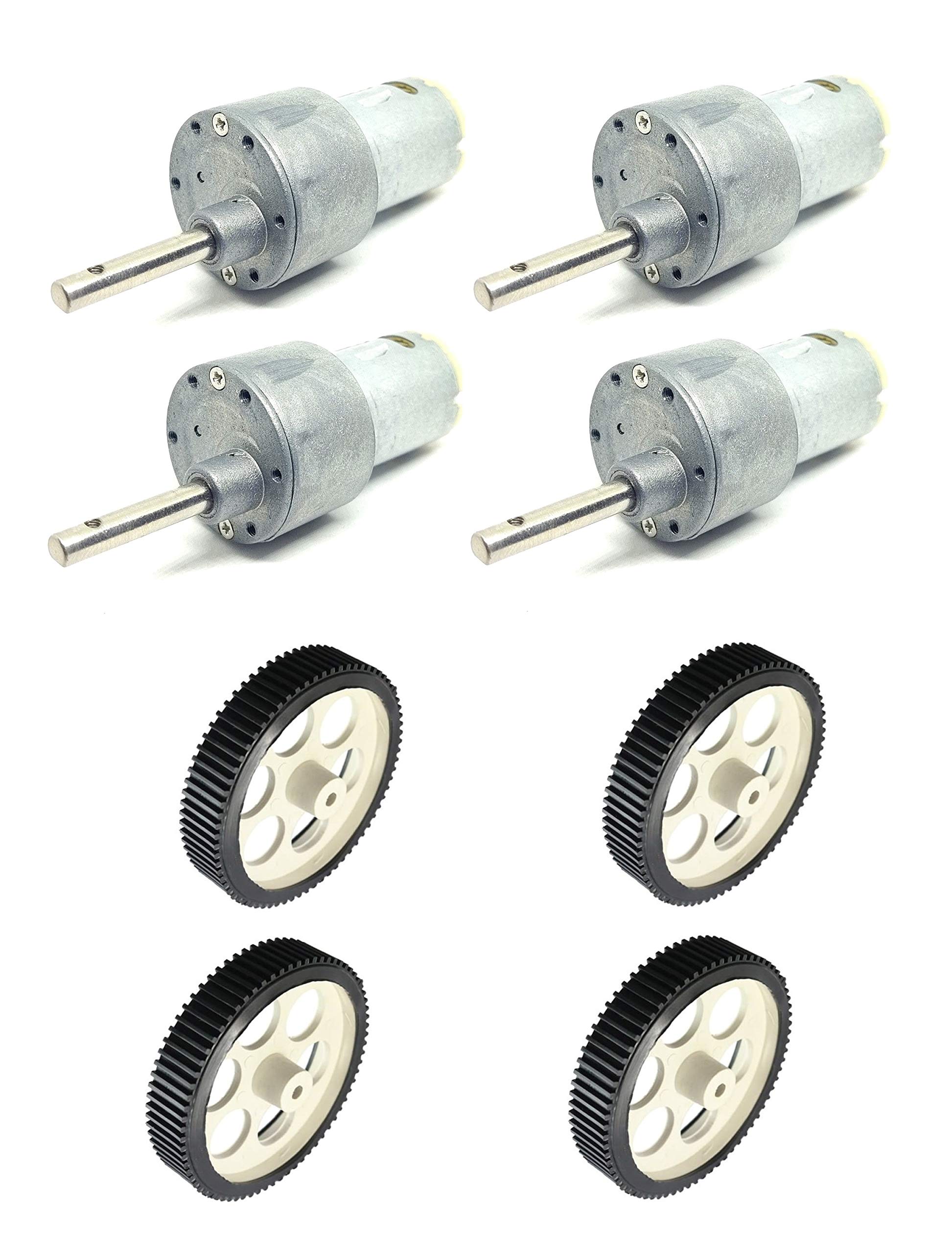 Buy INVENTO 4pcs 12v 10 Kg-cm 200 RPM Side Shaft High Torque Geared DC ...