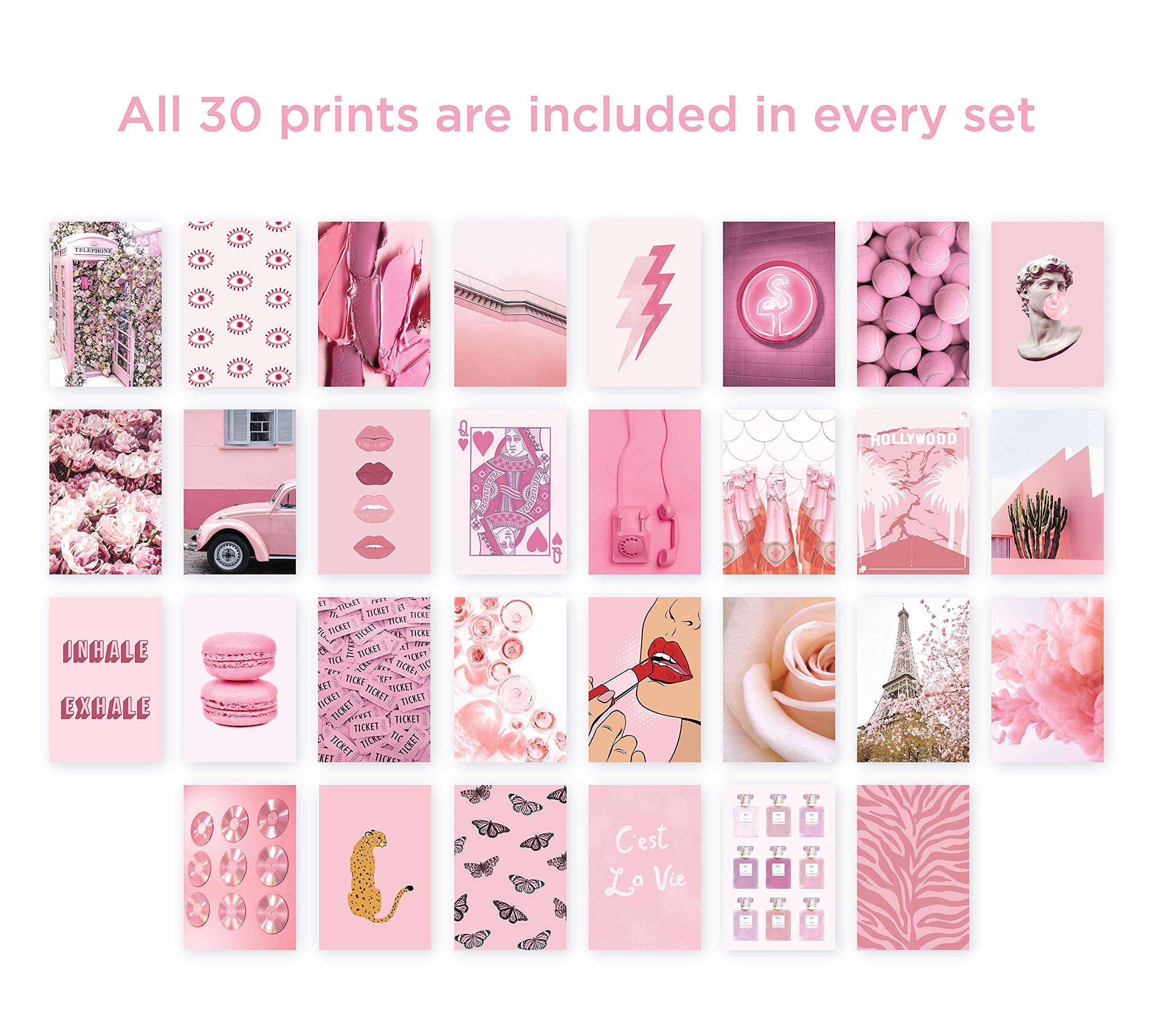 Buy Haus and Hues Pink Aesthetic Wall Collage Kit - Set of 30 Aesthetic ...