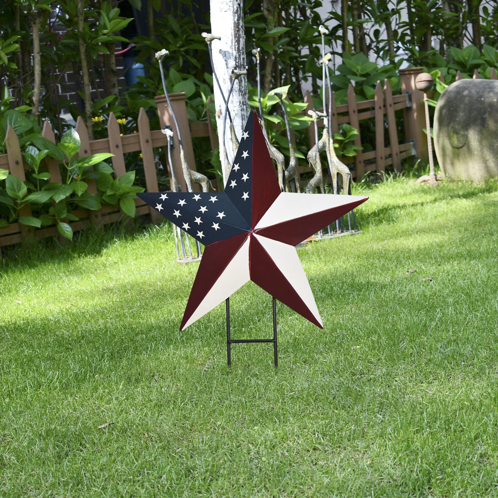 Outdoor American Flag Metal Star Glitzhome Metal Outdoor Garden Stake