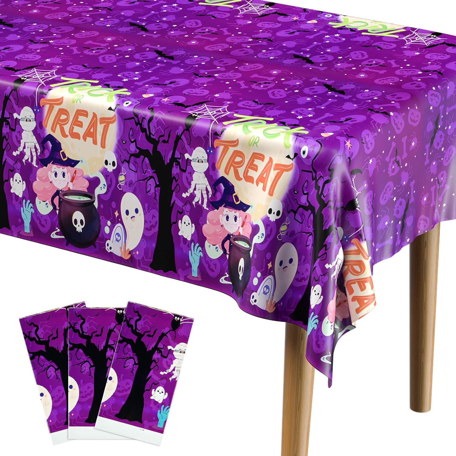 Amazon.com: PLULON 3Pack Halloween Tablecloths 54x108 inch Zombie Bat ...