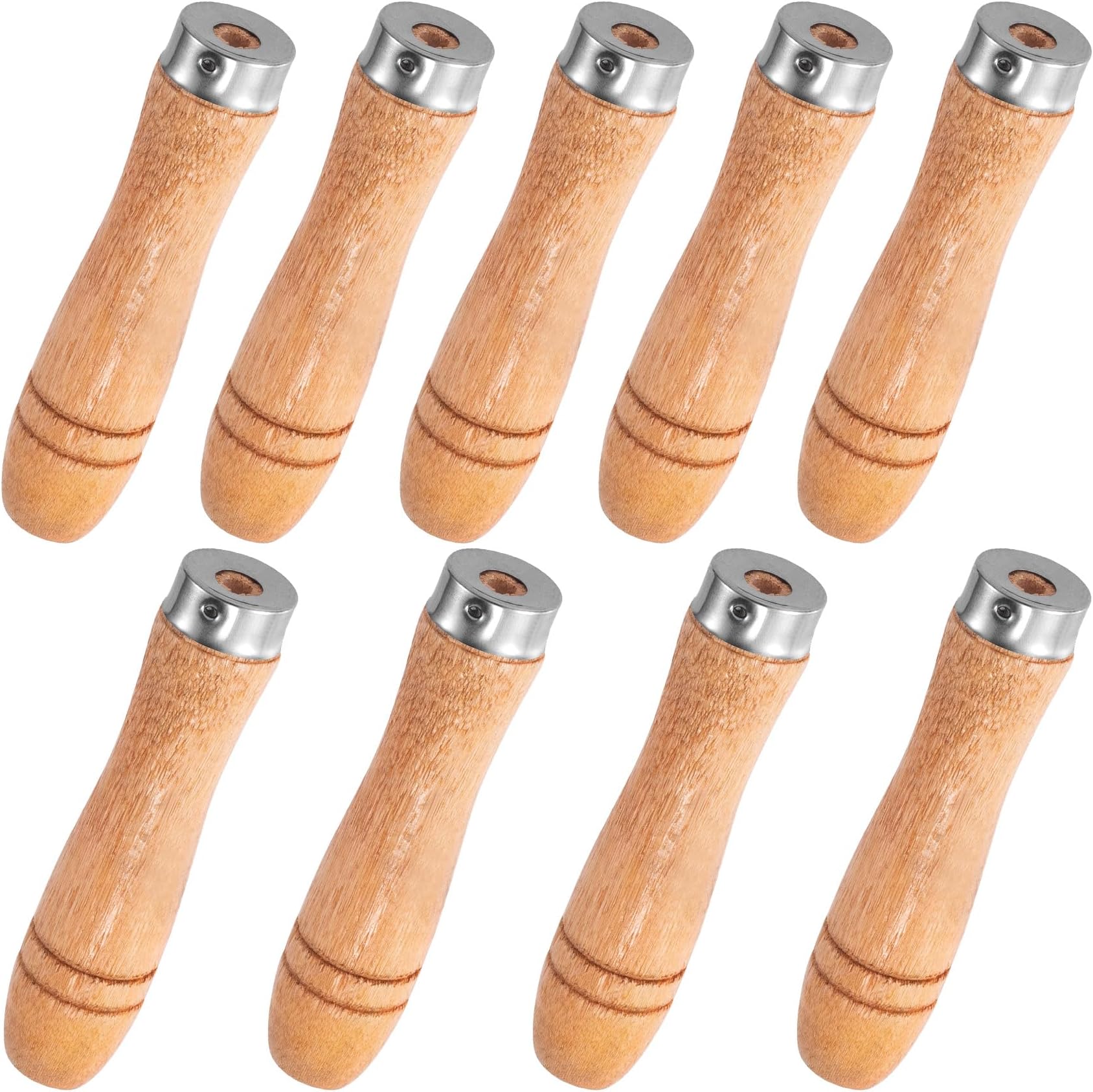 Pndeyo 10pcs Wooden File Handle with Strong Metal Collars, Medium ...