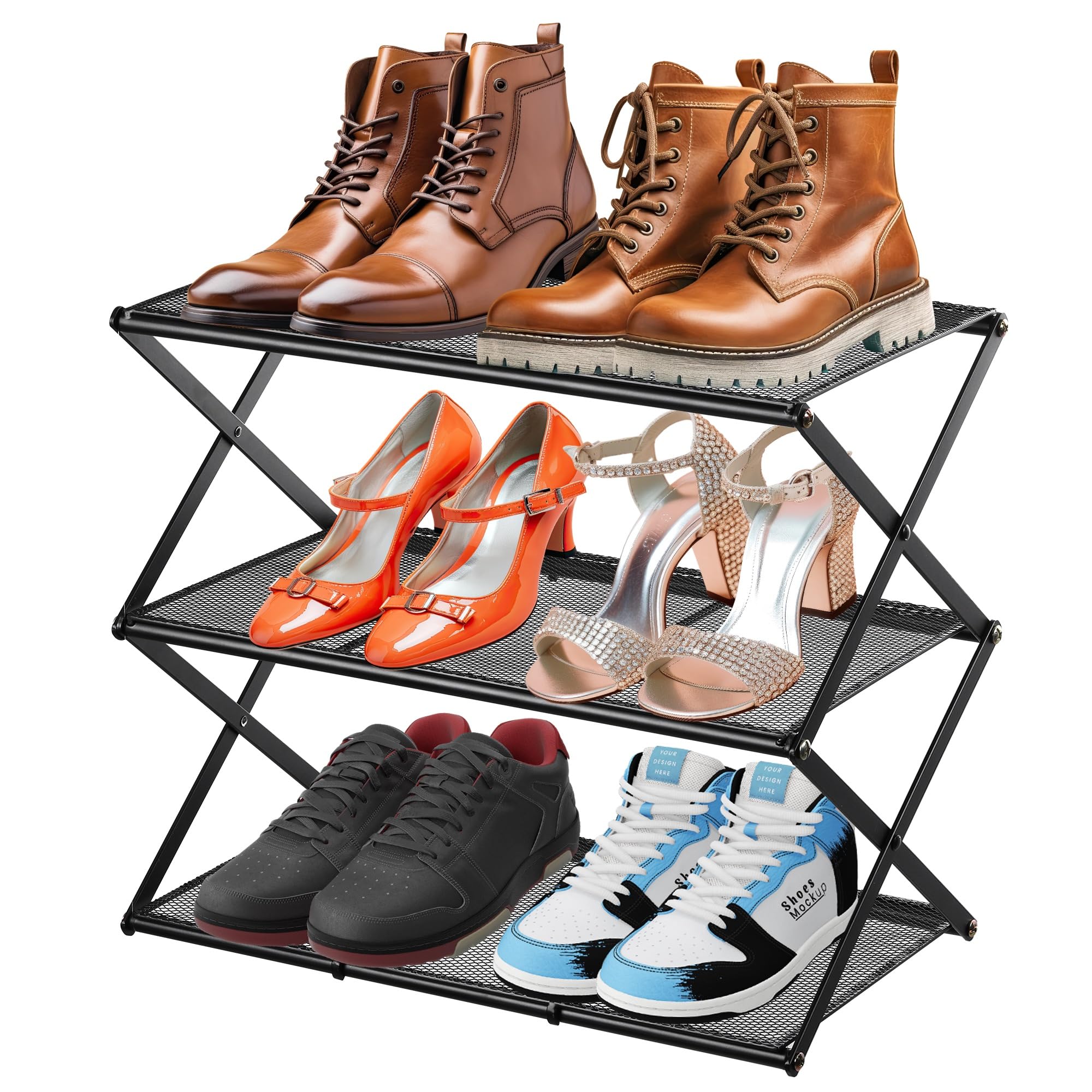 Amazon.com: GTIPPOR Small Shoe Rack for Entryway - 3 Tier Shoe ...