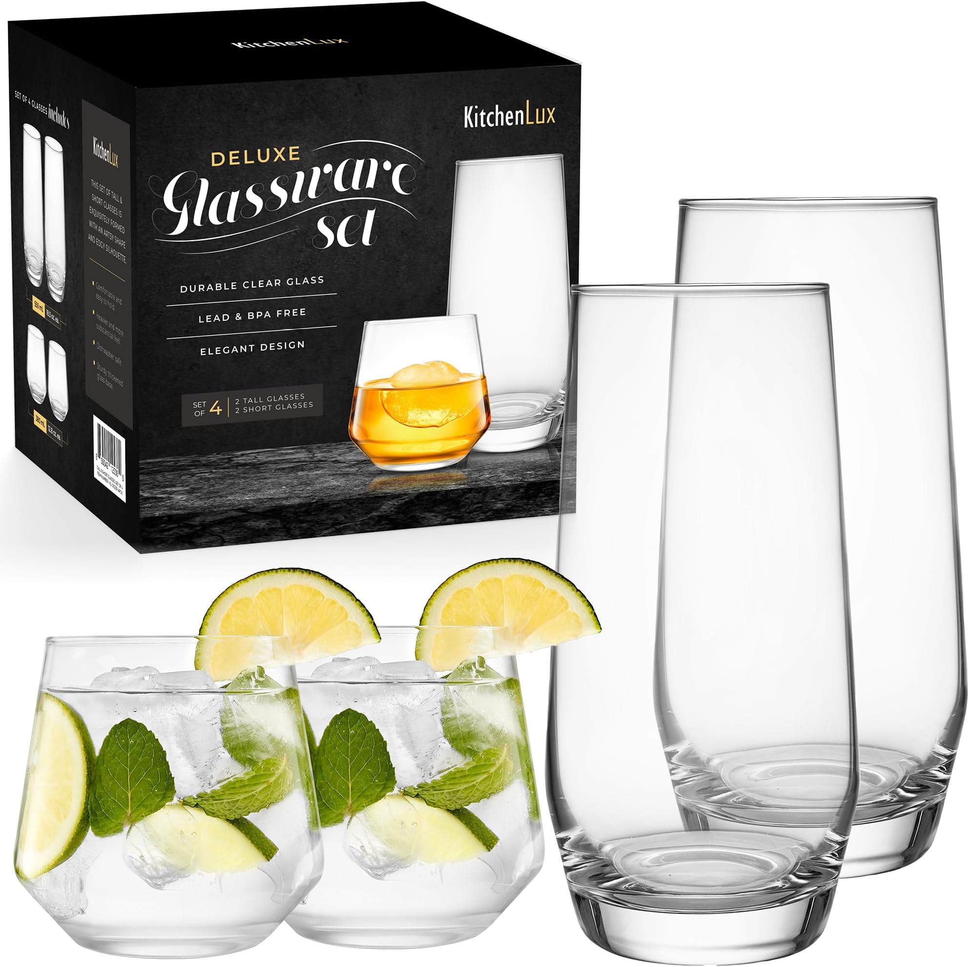 Amazon.com: Luminarc Metro 18 Piece Drinkware Set, 6 Short Glasses, 6 ...