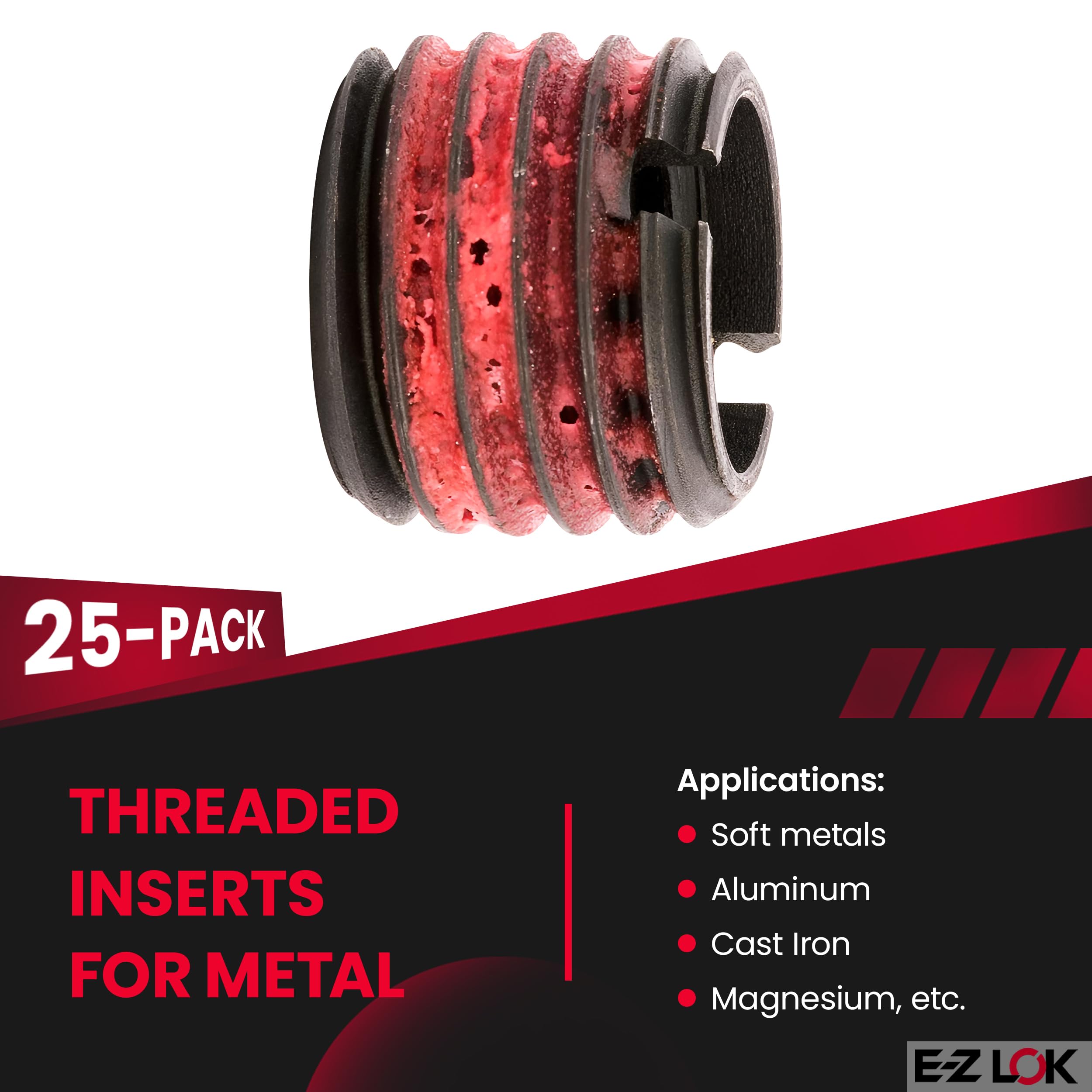 E-Z Lok Carbon Steel Threaded Insert 3/8-16 Internal E-z Lok Externally ...