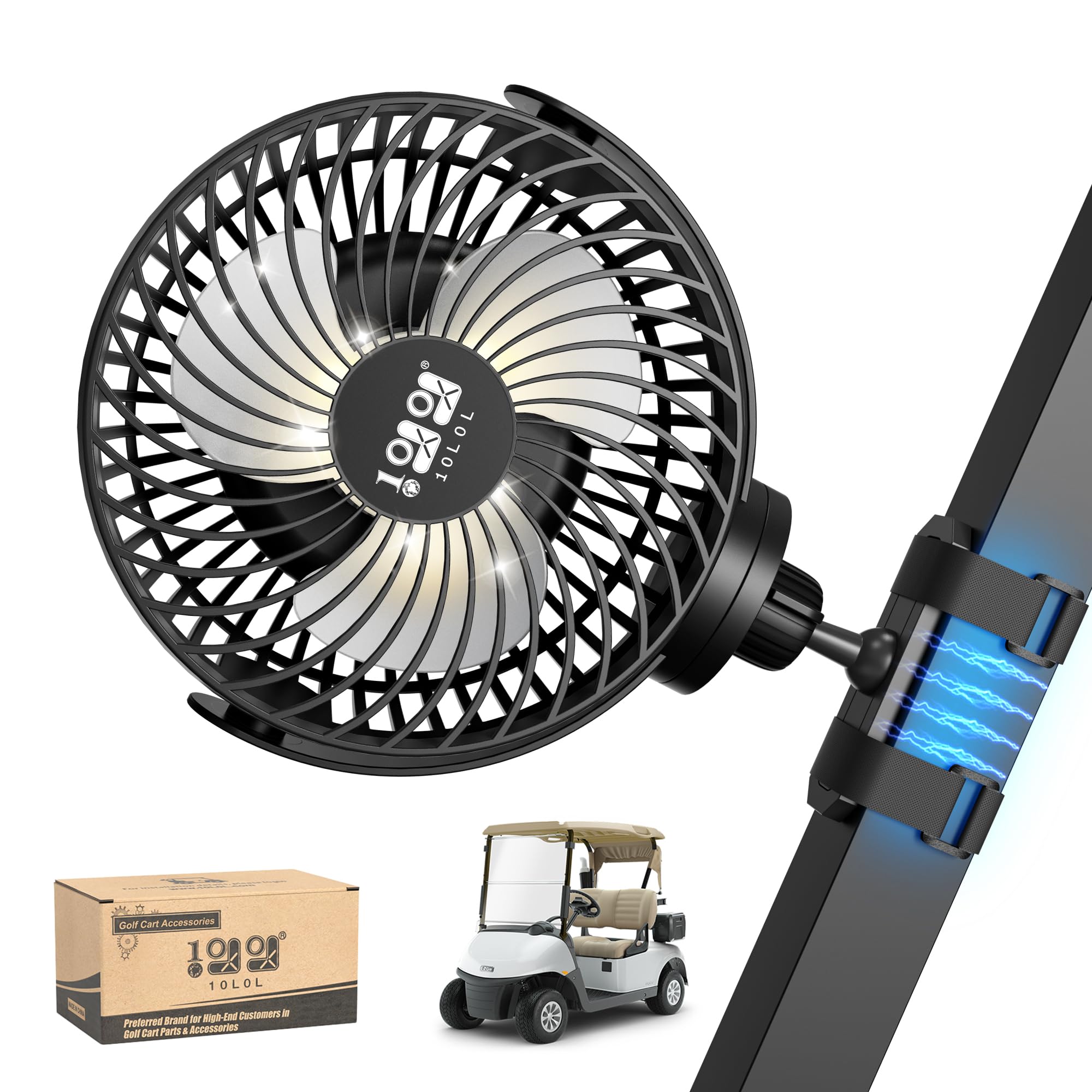 Snapklik.com : 10L0L Magnetic Golf Cart Fan Rechargeable