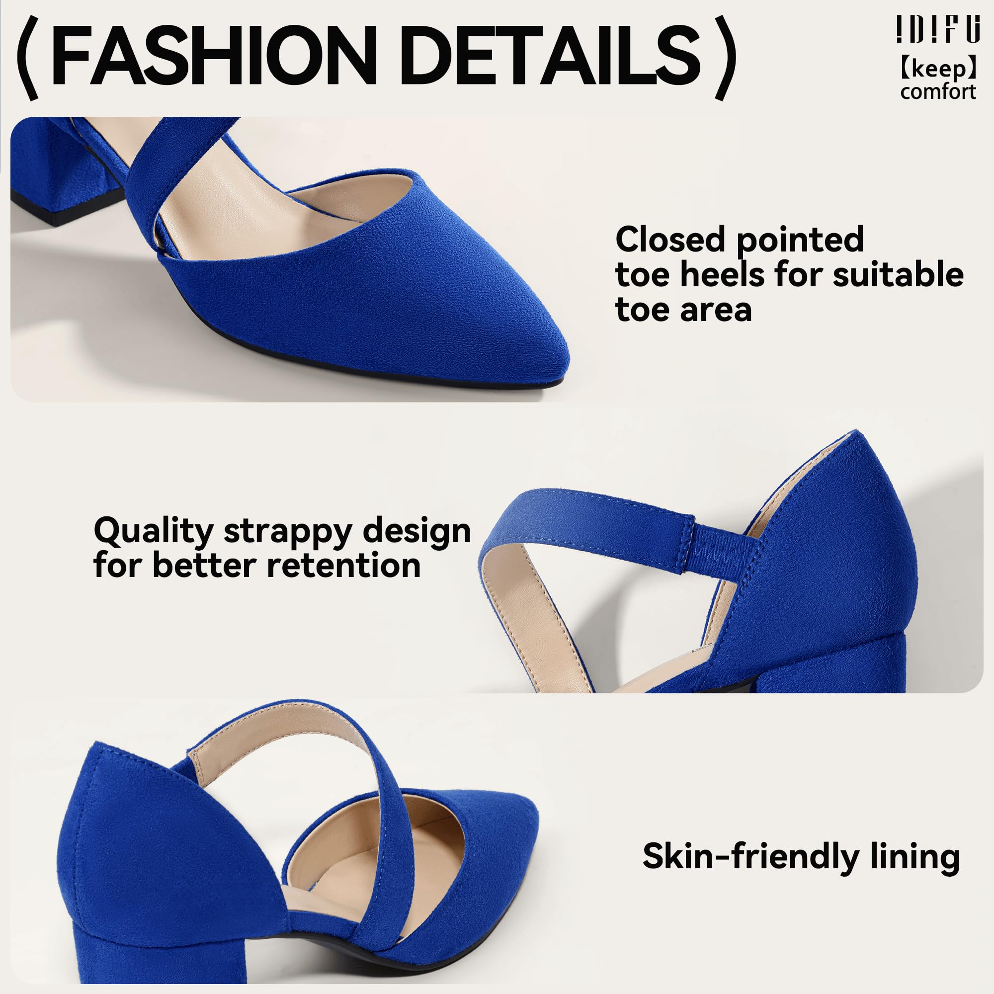 Snapklik.com : IDIFU IN2 Womens Pumps Closed Toe Strappy Heels Low ...