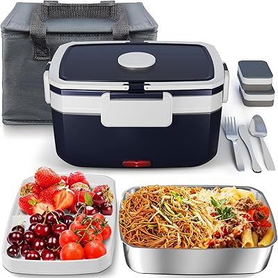 Amazon.com: Cordless Electric Lunch Box, Cordless Food Warmer, Battery Powered Heated Lunch Box ...