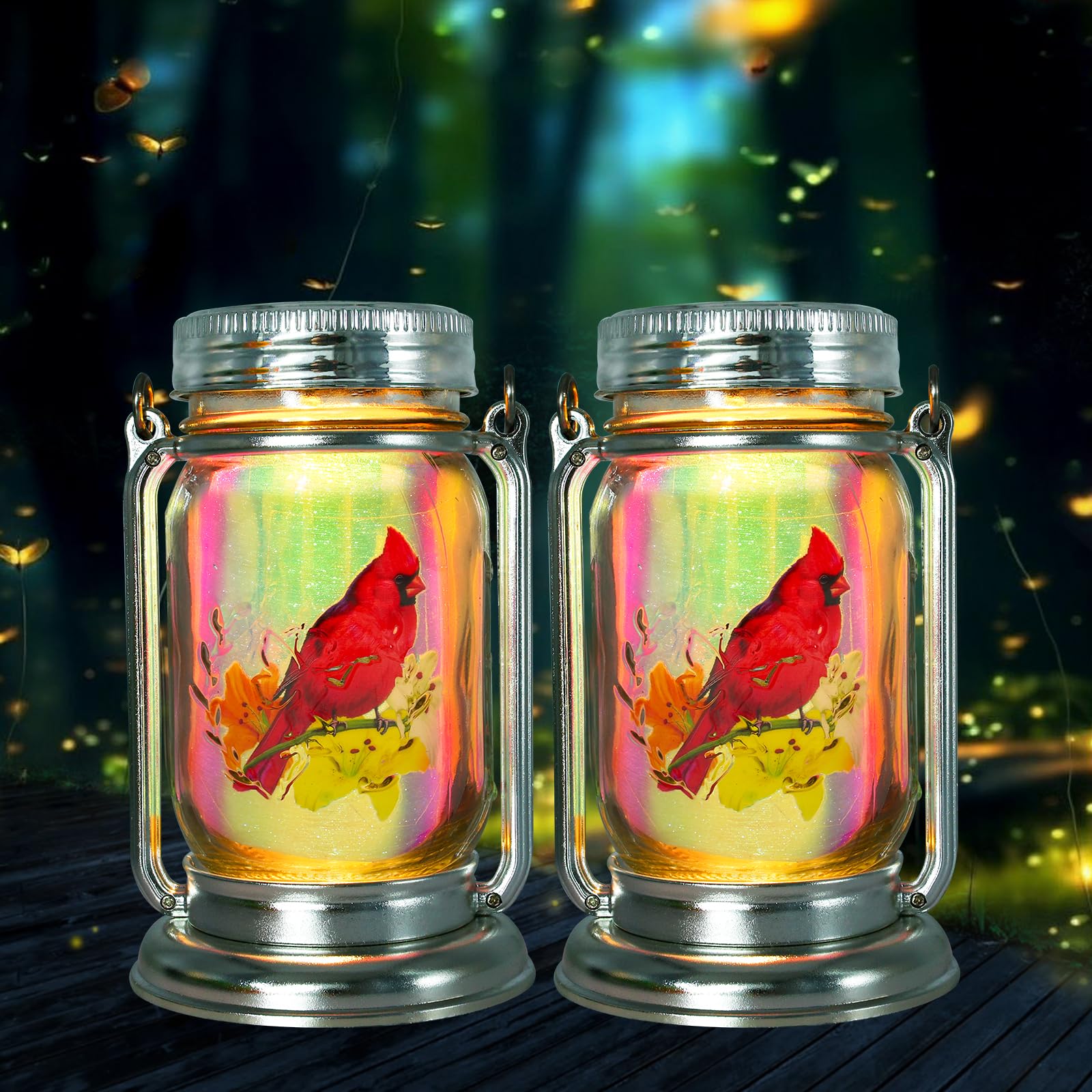 Amazon.com: Vcdsoy Outdoor Solar Cardinal Lantern-2 Pack Garden Hanging ...
