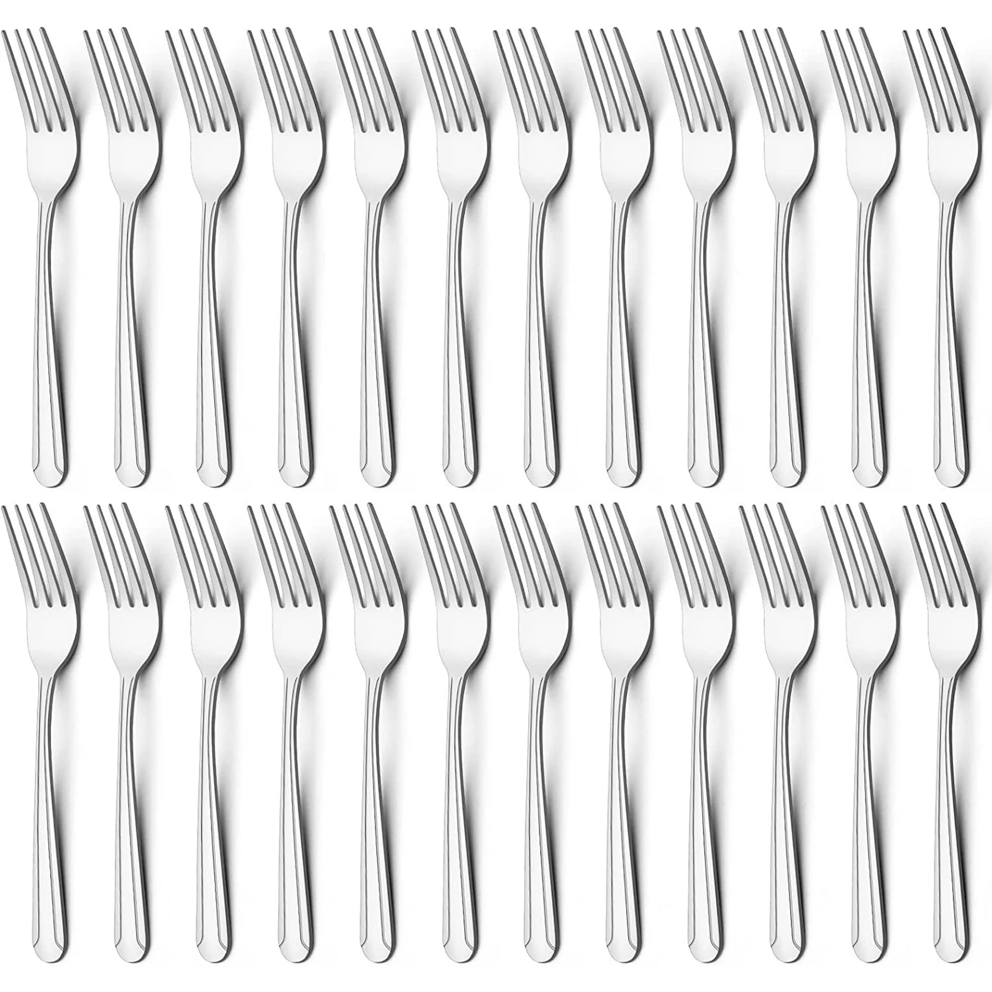 Forks Set of 24 Stainless Steel Silver Mirror Polishing Cutlery Dinner ...
