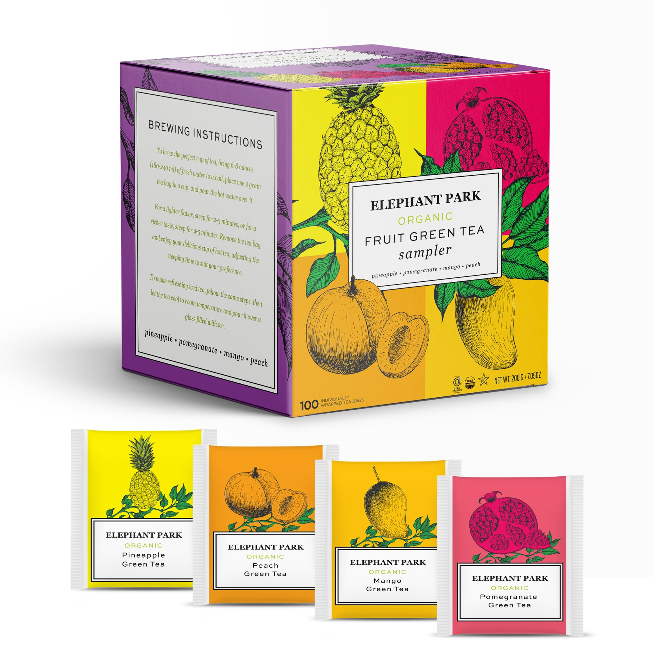 Amazon.com : Premium Organic Fruit Green Tea Sampler, 100 Count ...