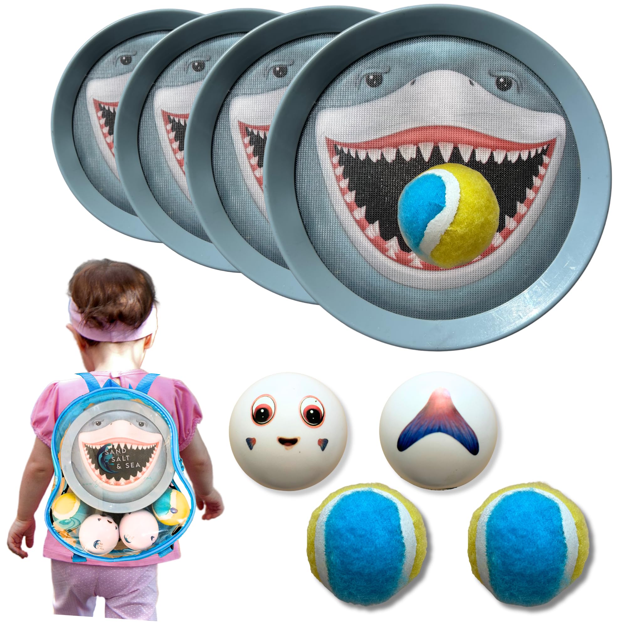 Amazon.com: Shark Games for Kids w/ 4 Catch Paddles -Travel Shark Game ...