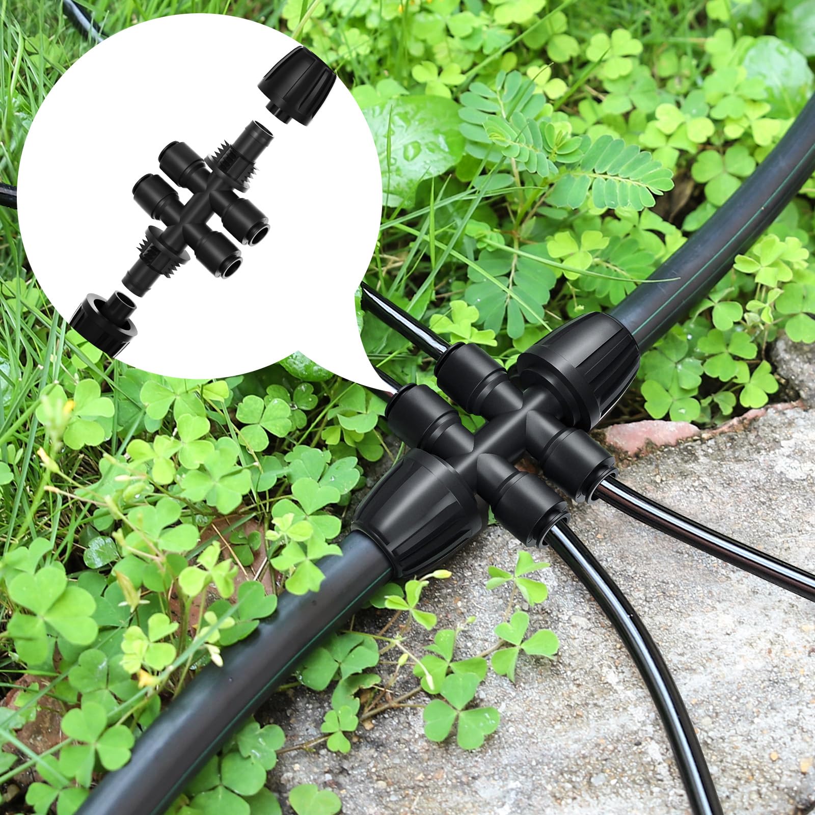 Snapklik.com : 4 Packs 1/2to 1/4Barbed Tee Quick Connector