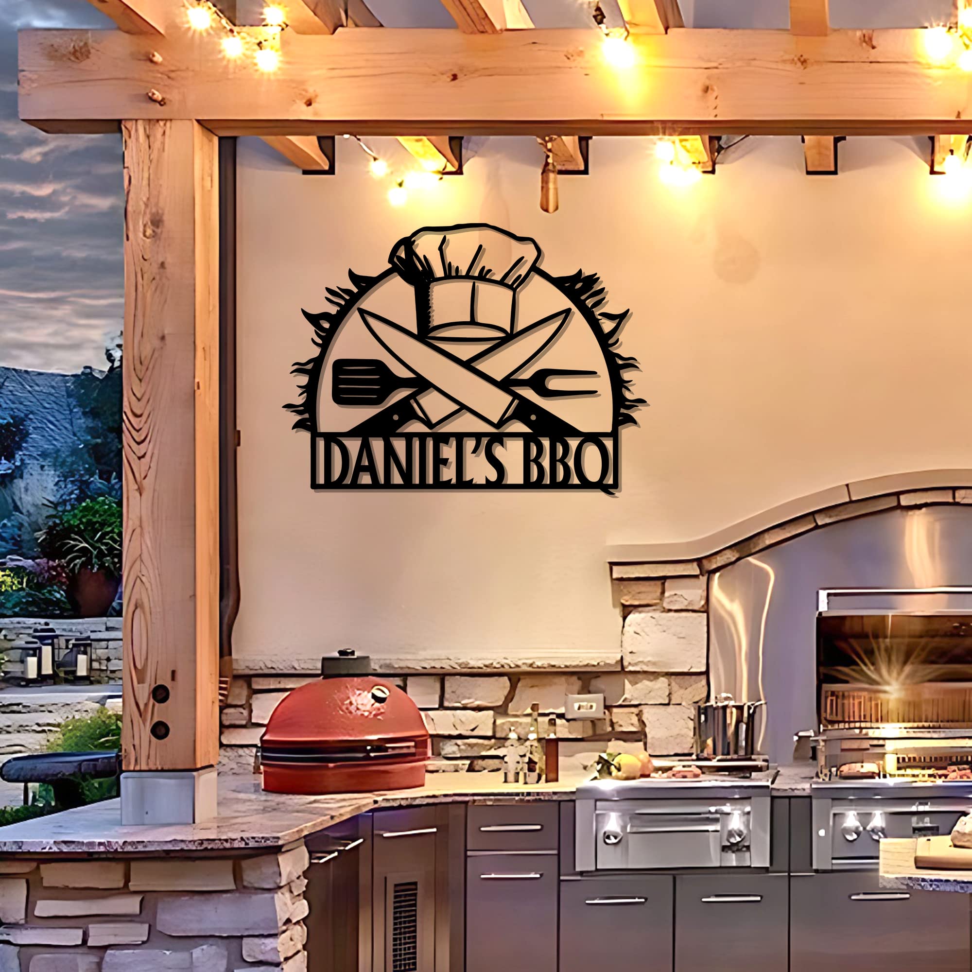 Amazon.com: GODMERCH Personalized Metal BBQ Sign, Custom Family Name ...