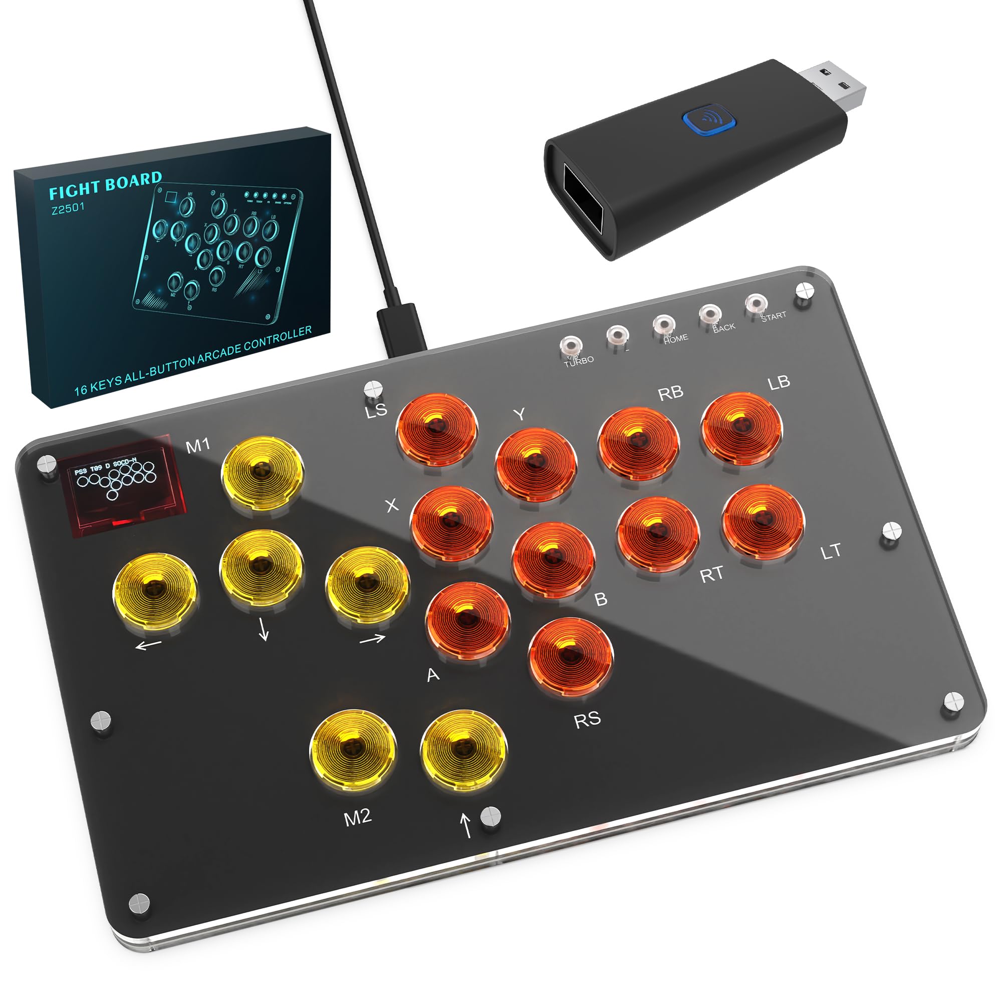 Snapklik.com : ZMBESUP RGB Fight Stick Pro 16-Button Style Controller ...
