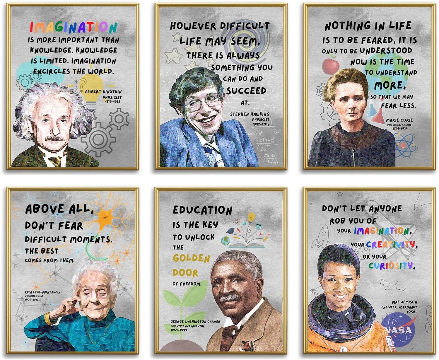 Amazon.com: Famous Scientists Motivational Wall Art for Classroom Must ...