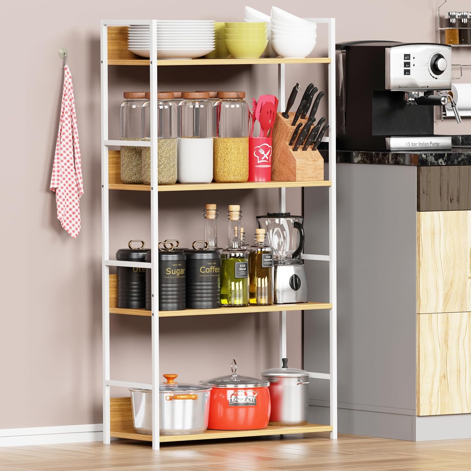 Lukzer 4 Layer Multipurpose Rack Industrial Metal Frame with Engineered ...