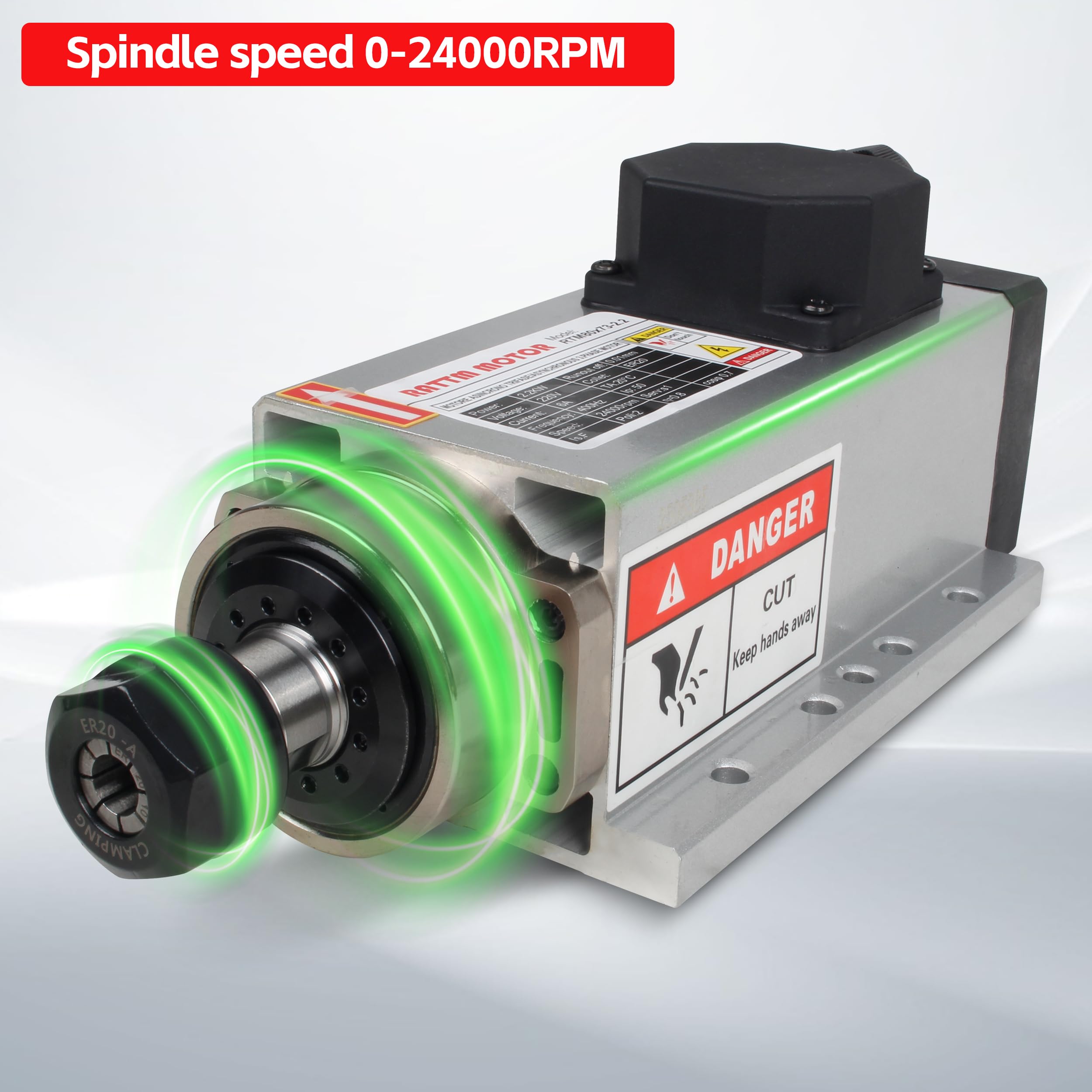Snapklik.com : CNC Spindle Motor Kit Square 2.2KW 220V Air Cooled ...