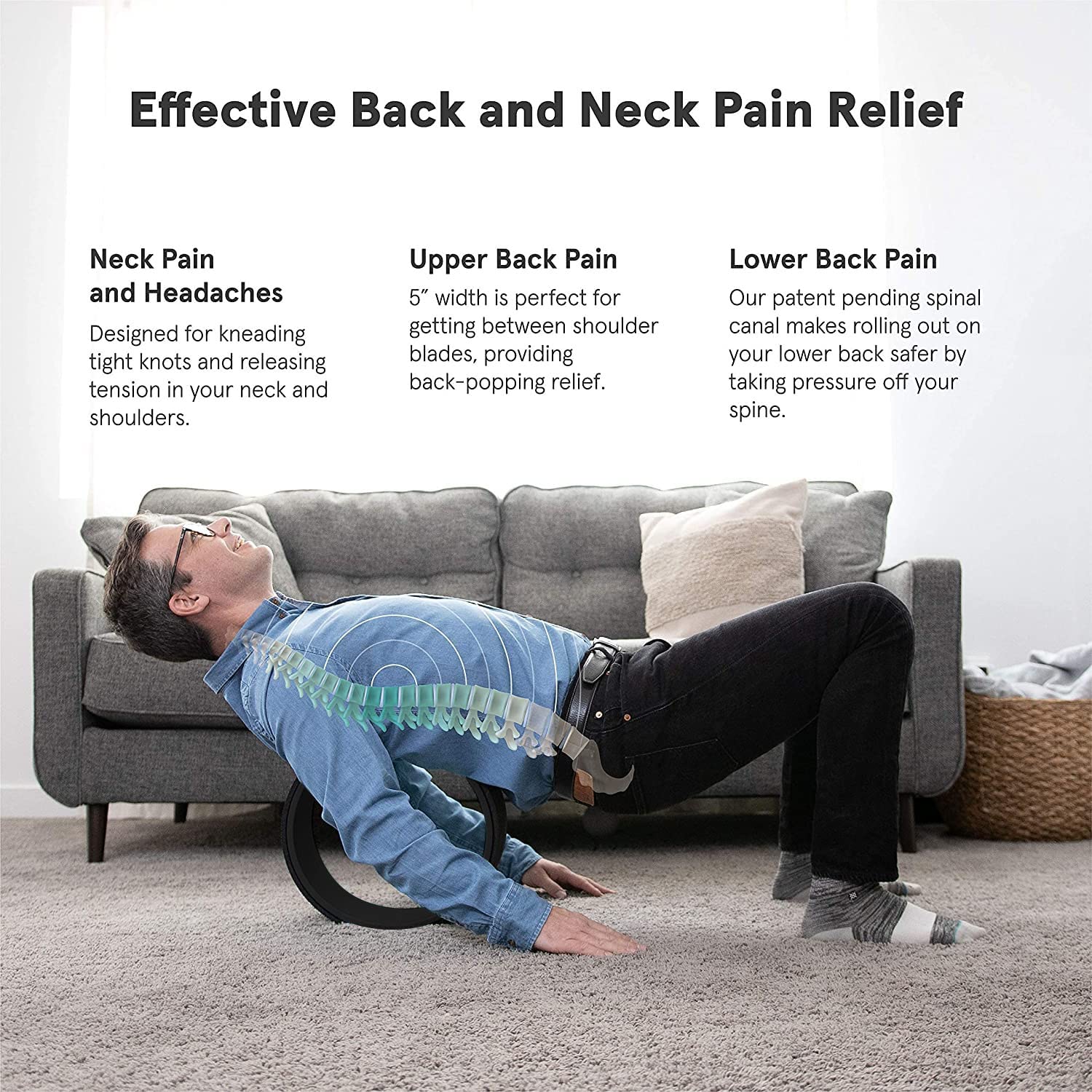 Chirp Wheel Back Stretcher w/ Foam Padding, Set of 4 Body Roller - 12 ...