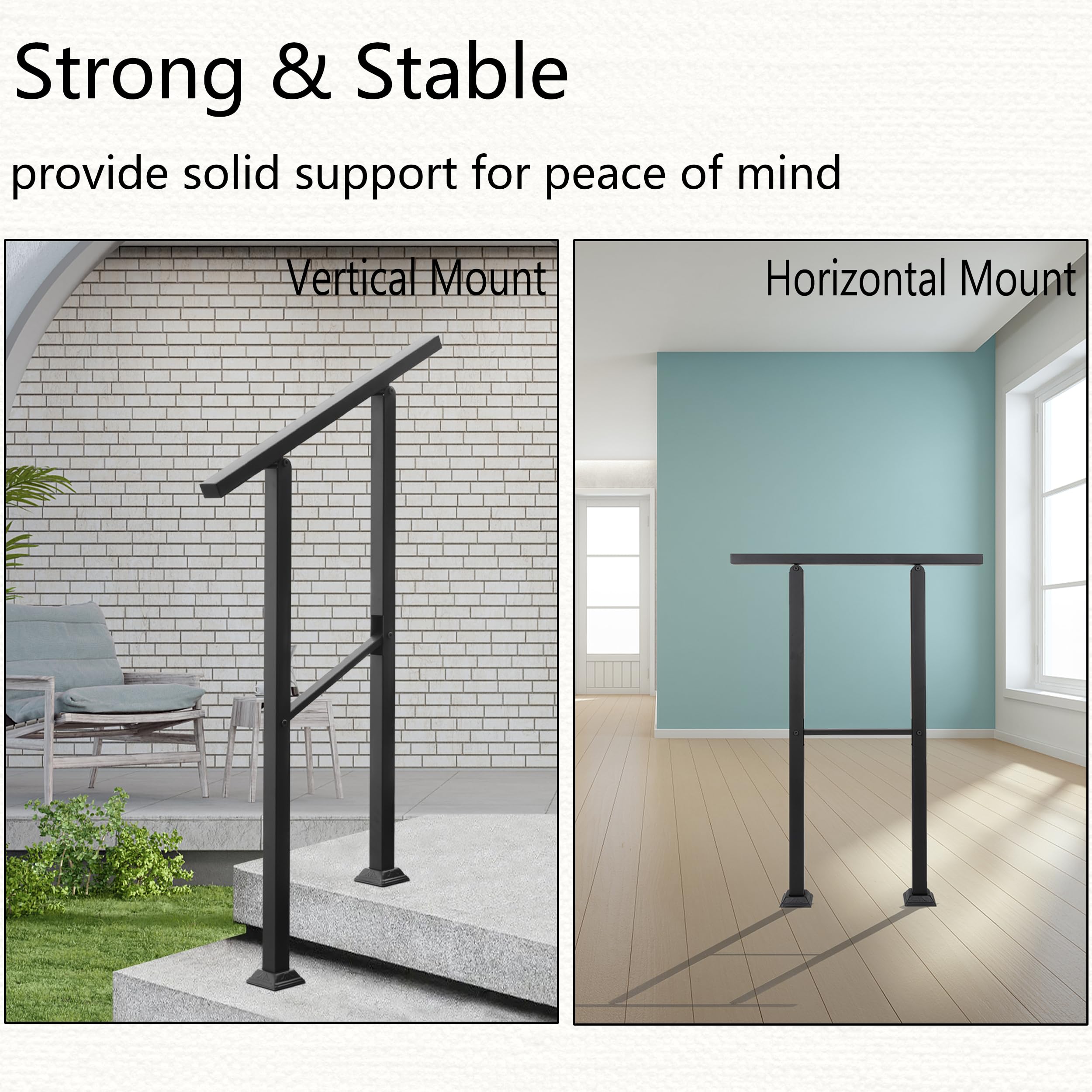 Snapklik.com : Auxdee Handrails For Outdoor Steps, 1 To 2 Step Heavy ...