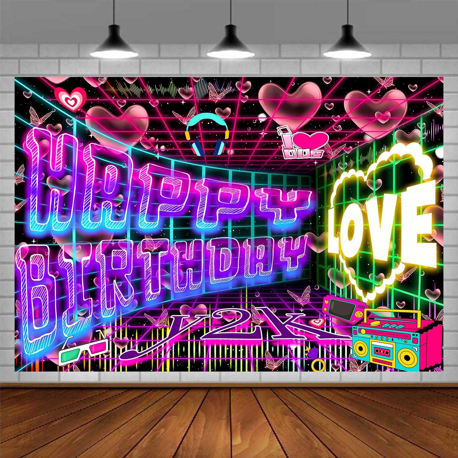 Amazon.com : EMDSPR Early 2000s Backdrop, 7x5ft, Neon Graffiti Hip-Hop ...