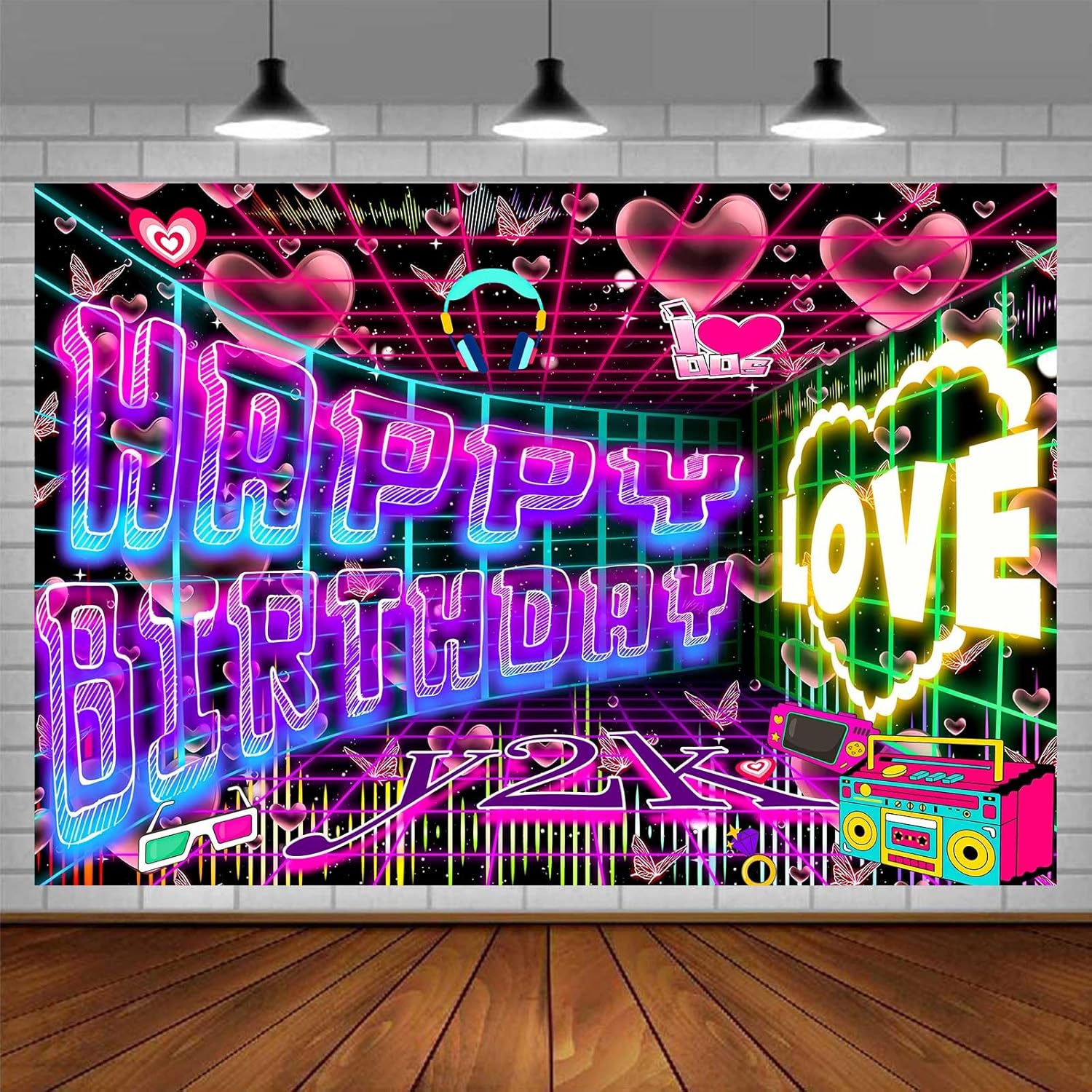 Amazon.com : EMDSPR Early 2000s Backdrop, 7x5ft, Neon Graffiti Hip-Hop ...