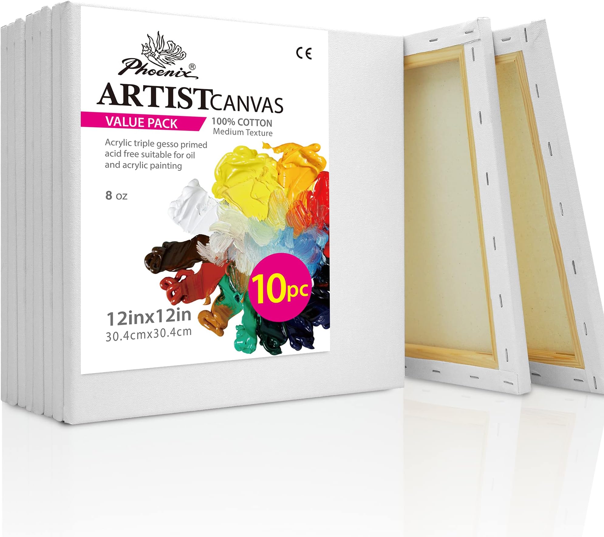 Amazon.com: milo Stretched Artist Canvas | 12x12 inch | Value Pack of 8 ...