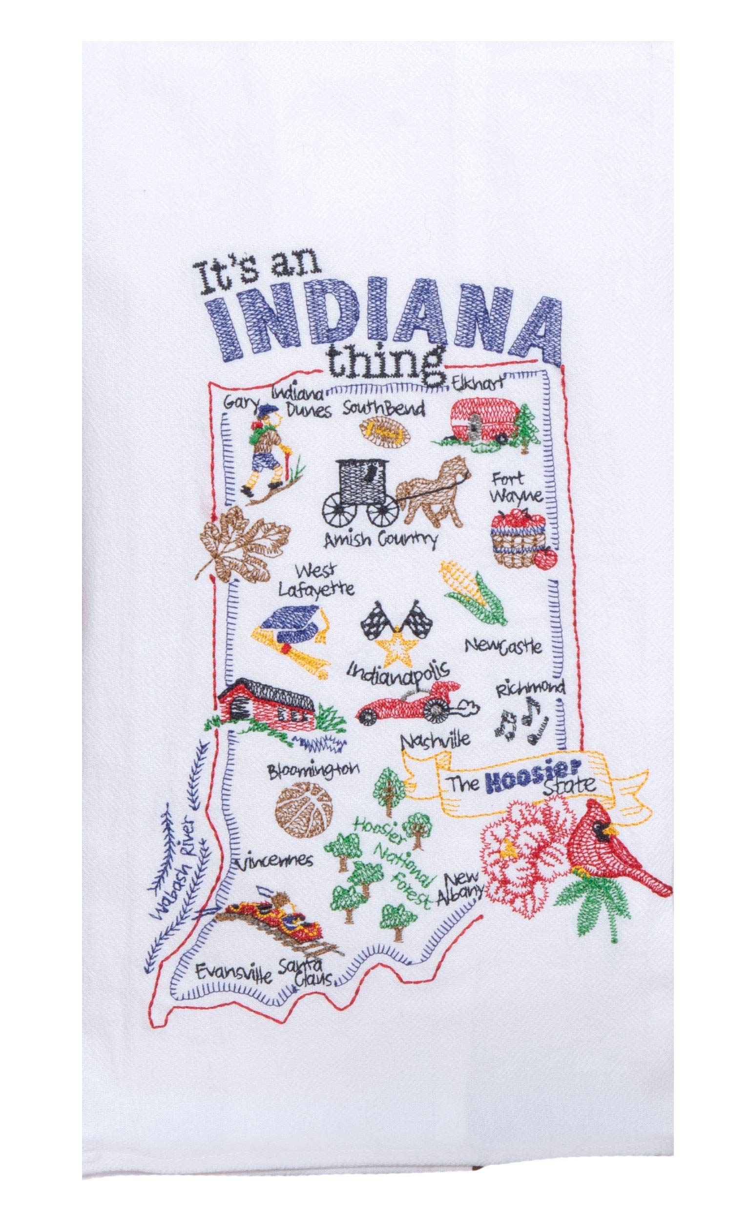 Amazon.com: Kay Dee Designs Indiana Souvenir Embroidered Flour Sack ...