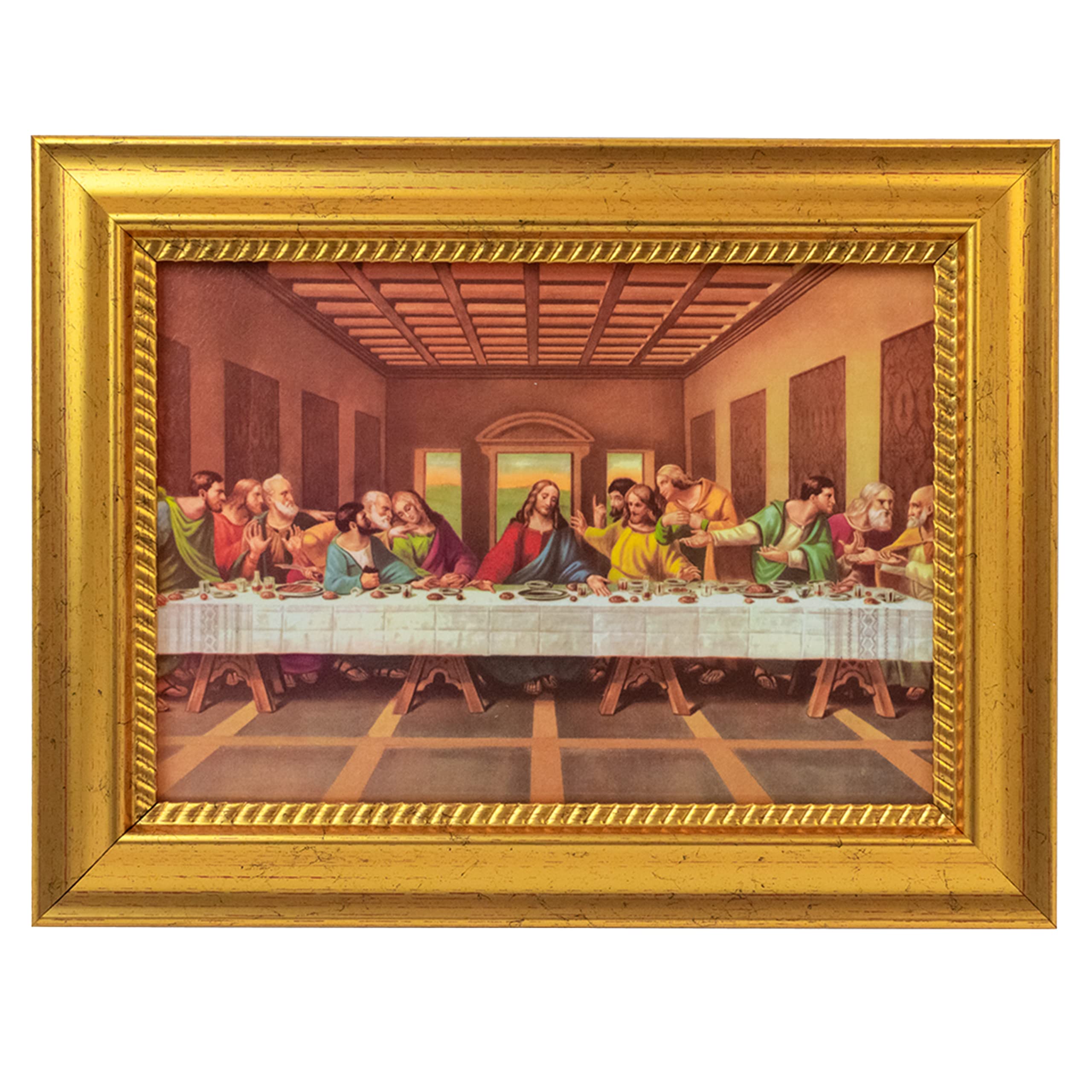 Amazon.com: Framed Last Supper Art Print | Metallic Gold-Tone Frame ...