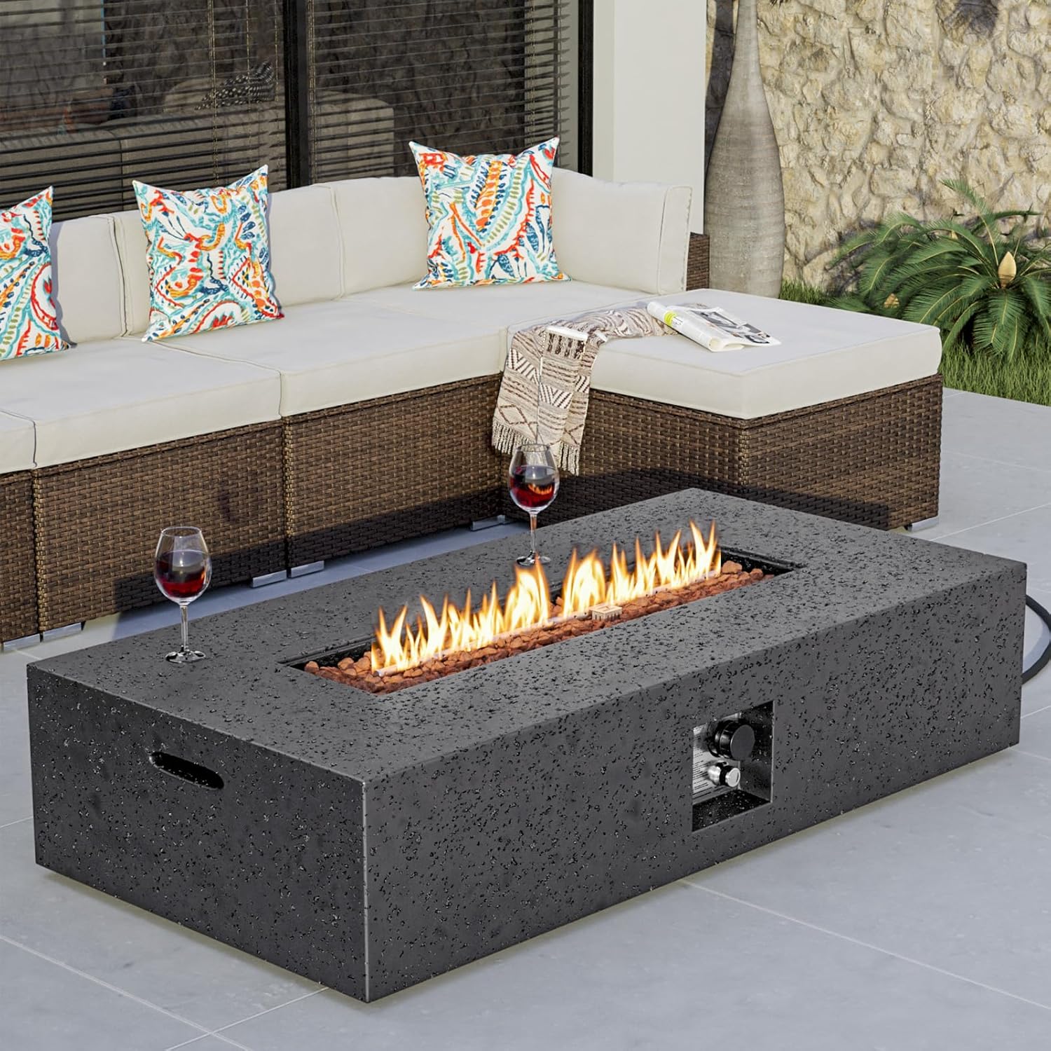 Amazon.com: COSIEST 56-inch x 28-inch Outdoor Propane Fire Pit Coffee ...