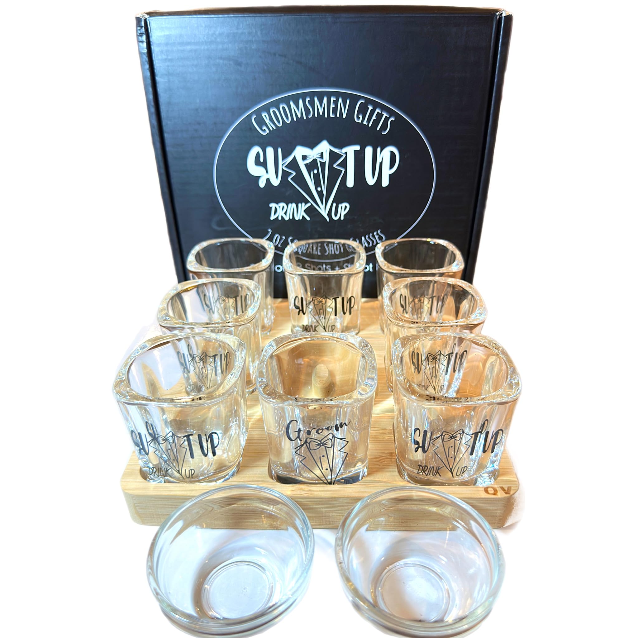 Amazon.com | QualityVibe Groomsmen Gifts Set Of 8 Shot Glasses. 7 For ...