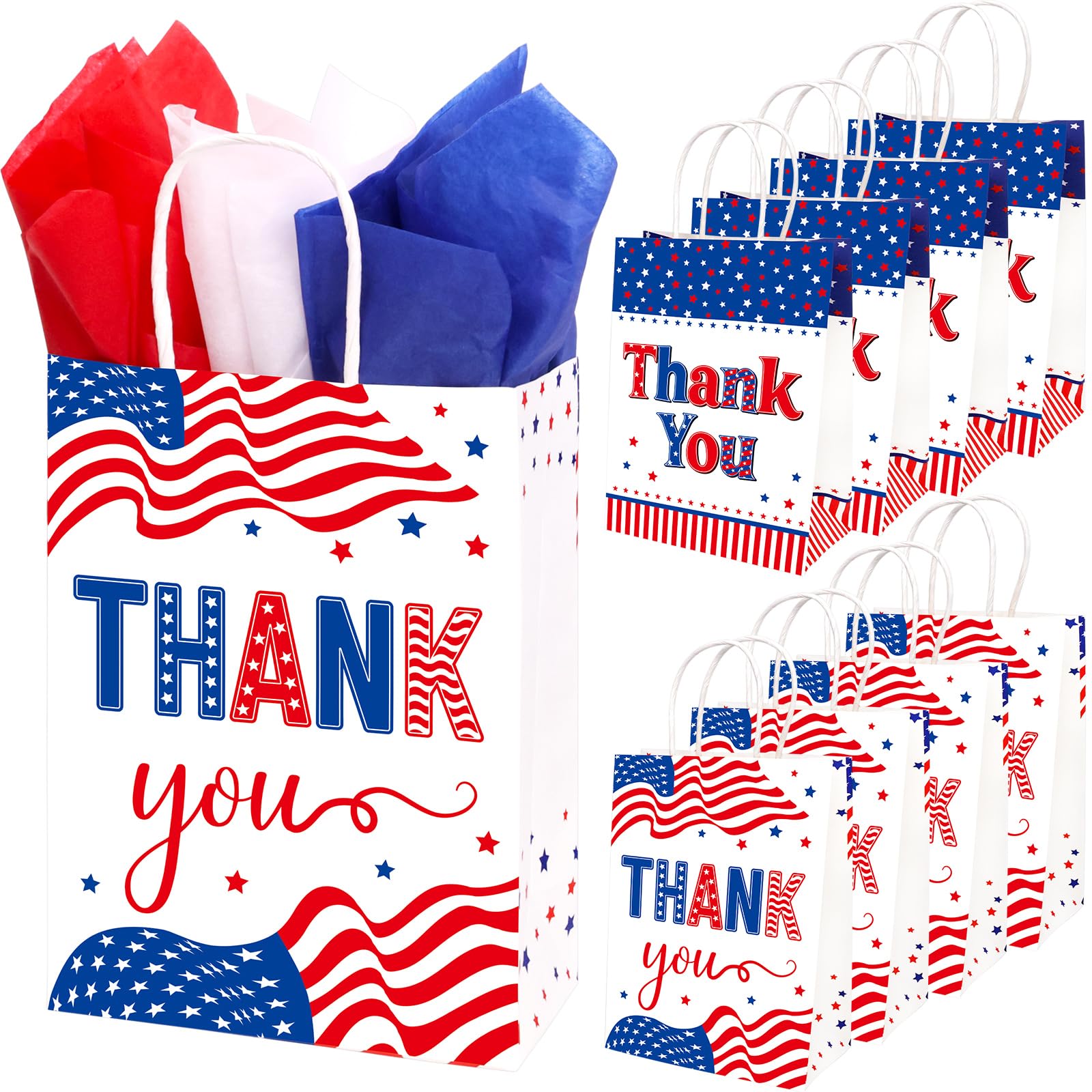 Amazon.com: Veterans Day Gift Bags Patriotic Thank You Bags with ...
