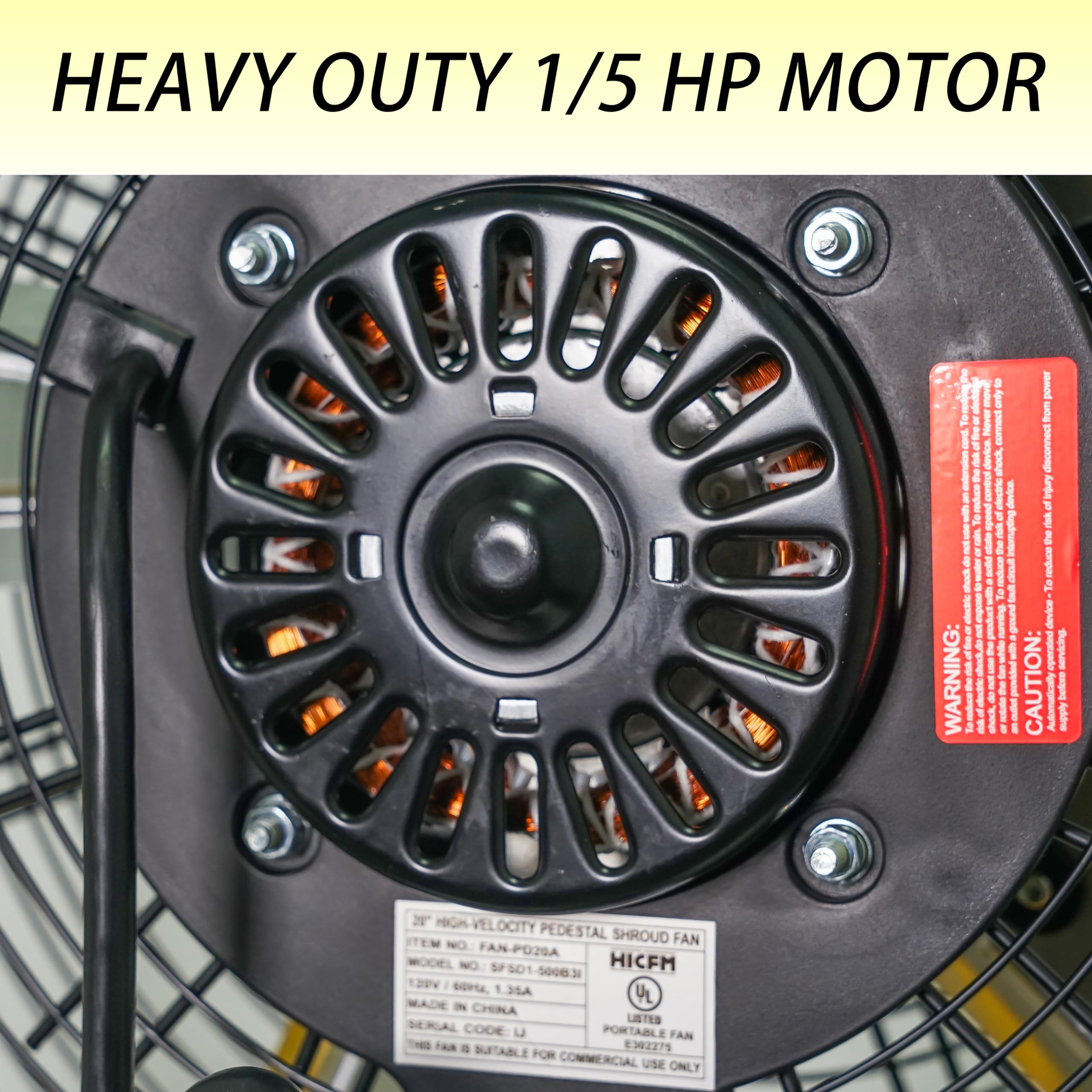 Snapklik.com : HiCFM 20 Tilting Pedestal Fan, 4300 CFM High Velocity 3 ...