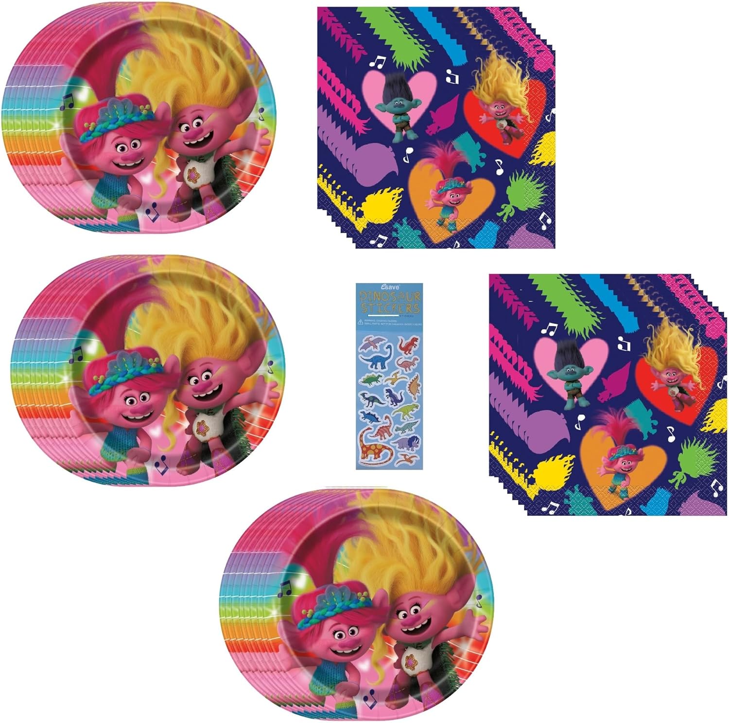 Amazon.com: Trolls Birthday Party Supplies Bundle includes 24 Lunch ...