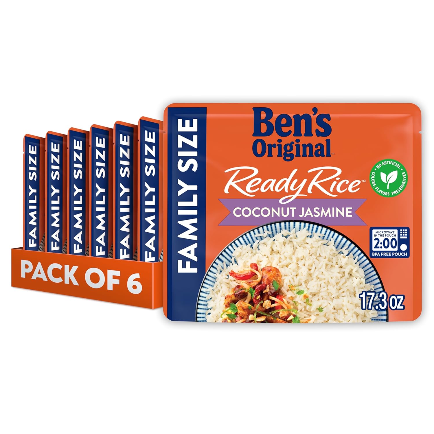 Amazon.com : BEN'S ORIGINAL READY RICE Coconut Jasmine Family Size Rice ...