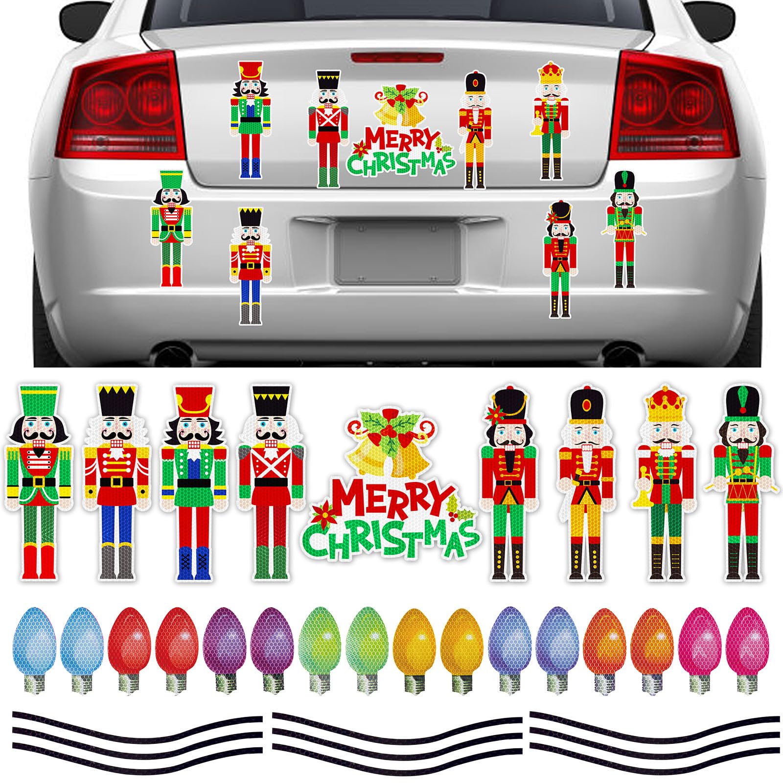 Amazon.com: Whaline 35Pcs Christmas Nutcracker Reflective Car Magnet ...