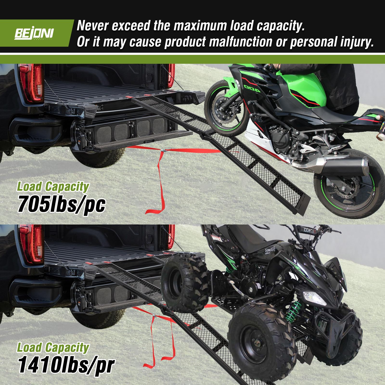 Snapklik.com : Loading Ramp For Pickup Trucks, 80"L X 11"W Steel ...