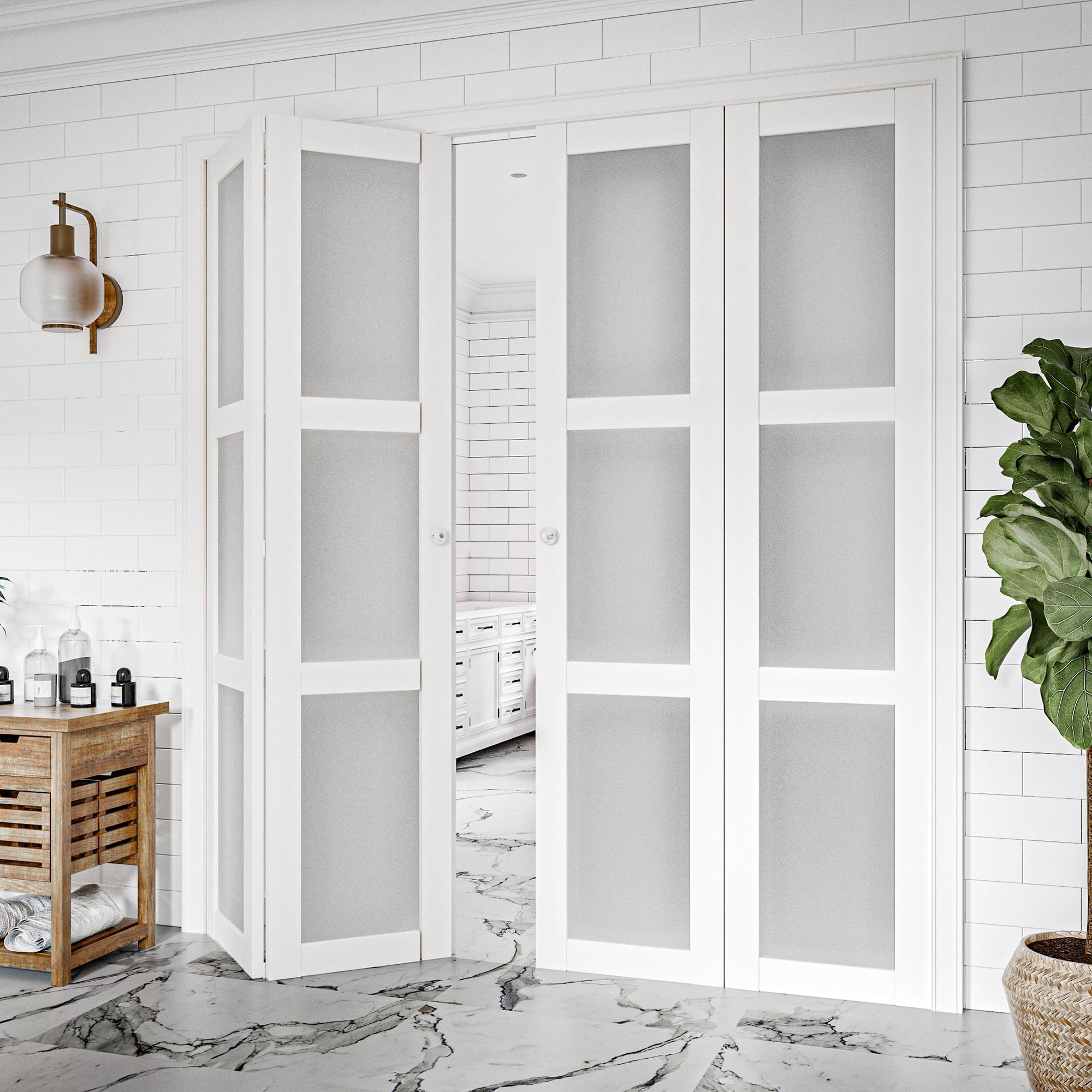 BARNER HOME Bi-Fold Doors, for 48"x 80" (Double 24" x 80" Doors ...