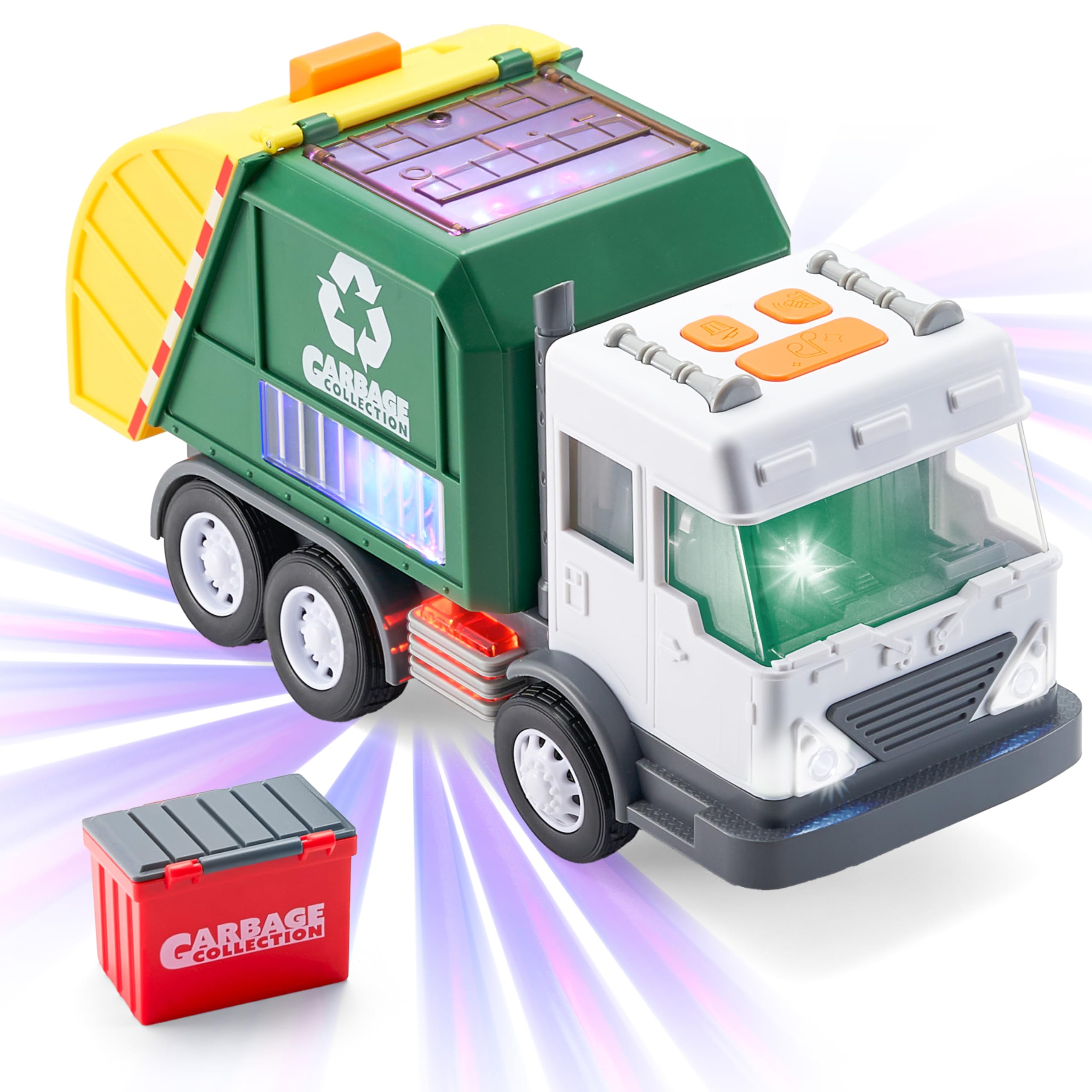 Amazon.com: LED Garbage Truck Toy Set Includes Dumpster, Toy Truck with Mode Switch & Volume ...