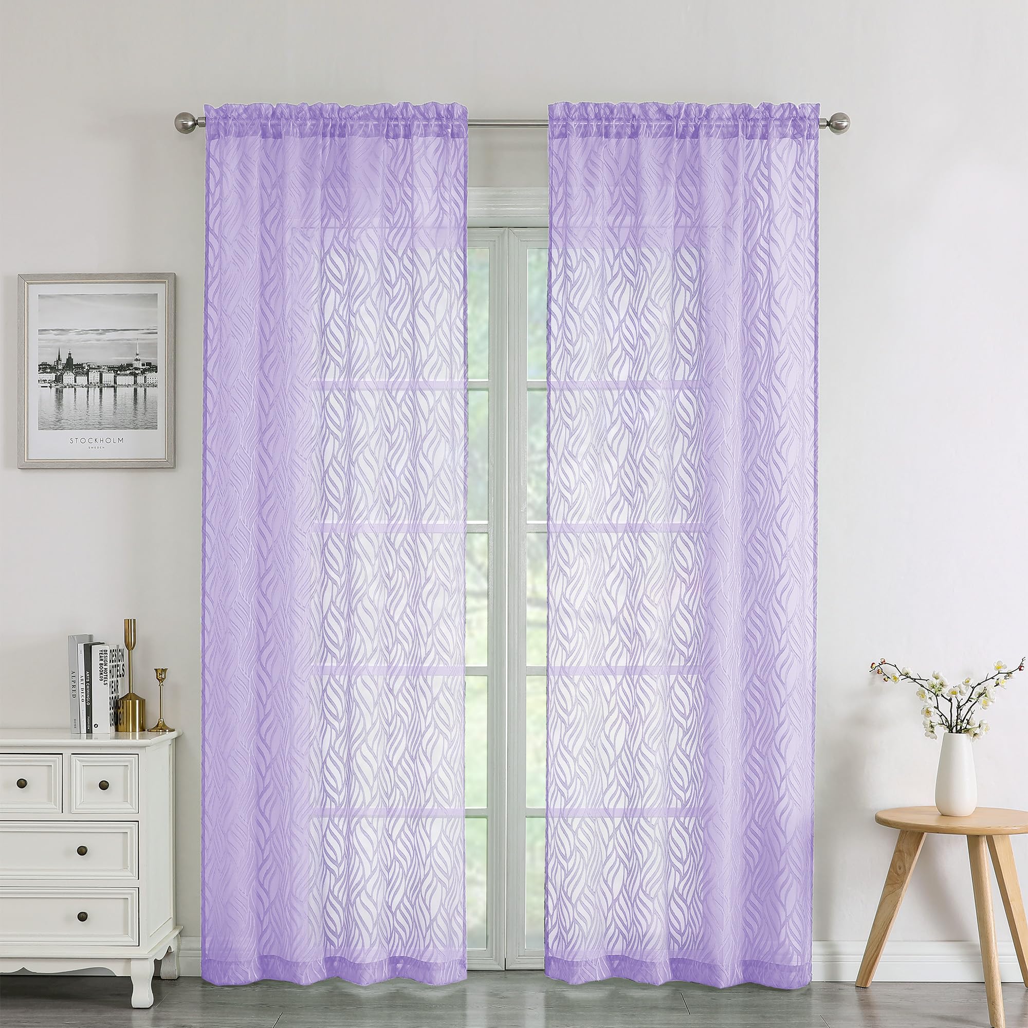 Amazon.com: Chyhomenyc Marilyn Light Purple Sheer Curtains 72 Inch ...
