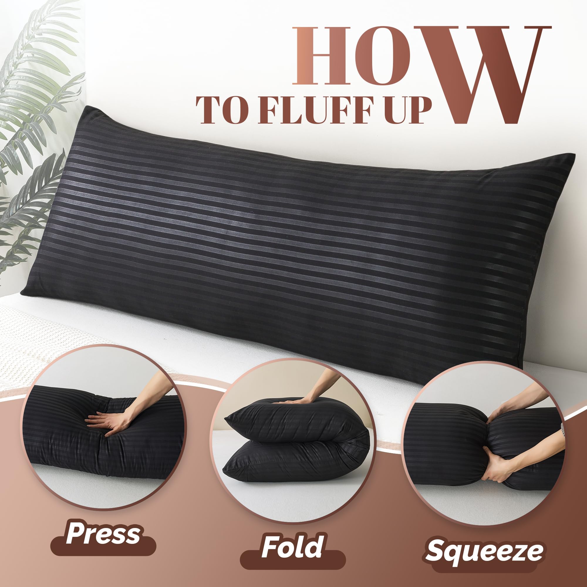Snapklik.com : Cosybay Black Full Body Pillow Insert - Fluffy Long Bed ...