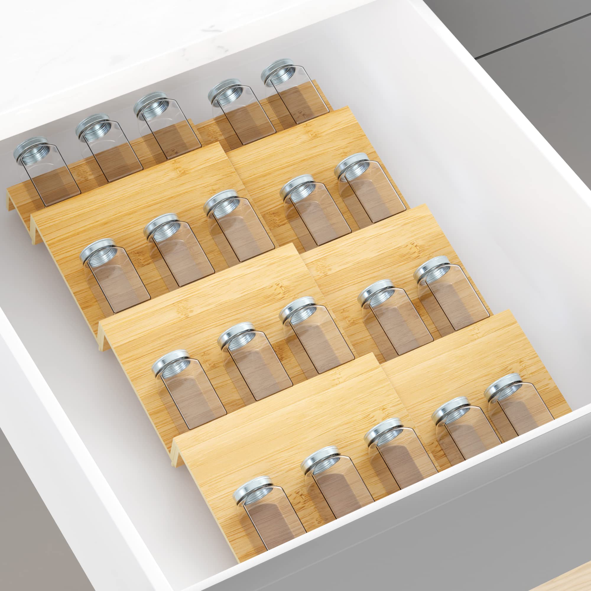 Amazon.com: 4-Tier Bamboo Spice Rack Organizer - 16.9" x 9.6" x 21.65 ...