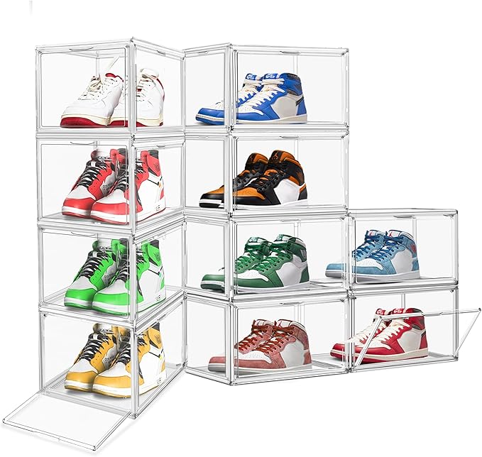 Amazon.com: DAYOOH 10 Pack Clear Shoe Boxes Sneaker Storage for ...
