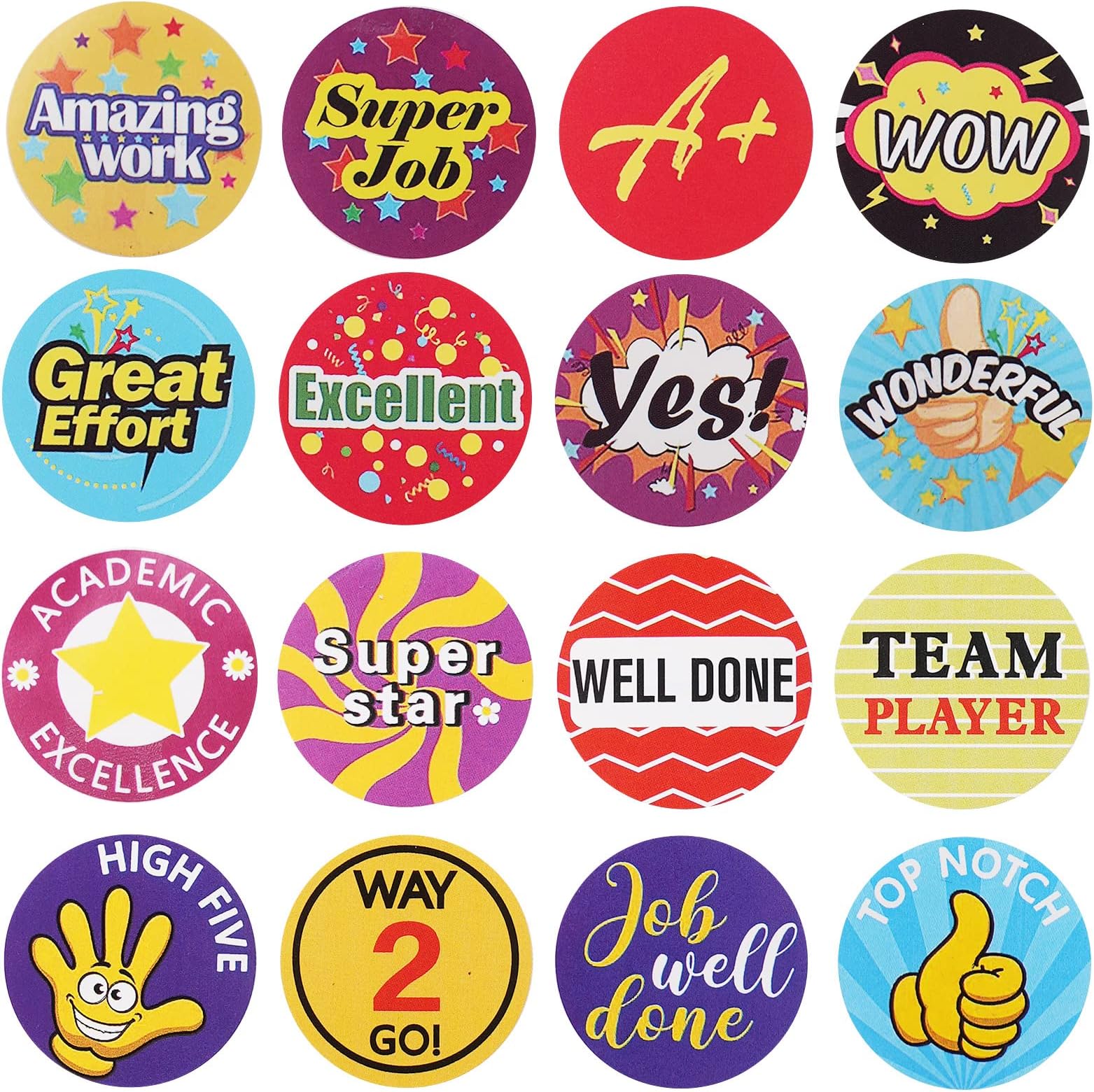 Amazon.com: 1000 PCS Reward Stickers for Kids Classroom, Round ...