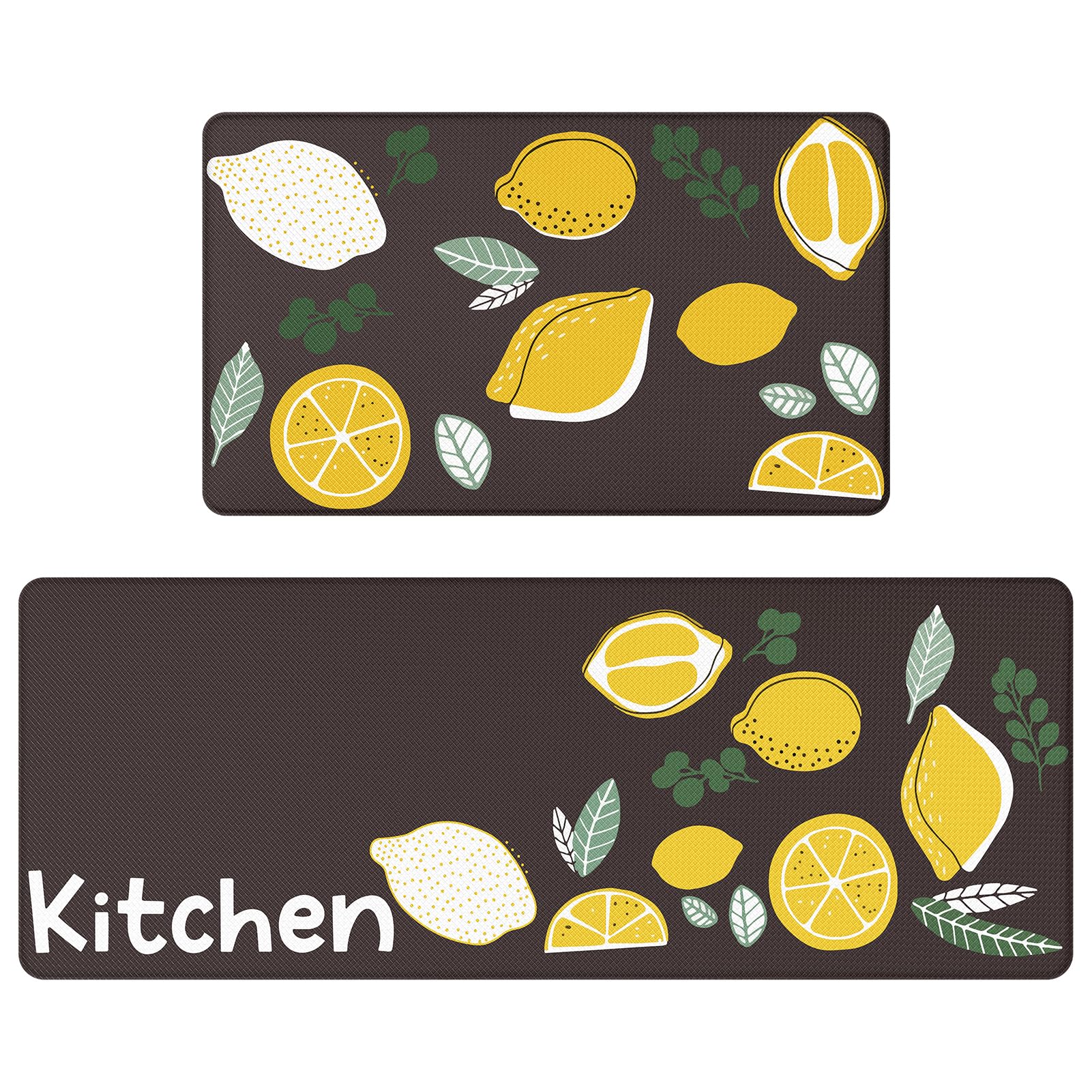 Amazon.com: Serwrsw Bright Yellow Lemon Kitchen Mats 2 Piece for Floor ...
