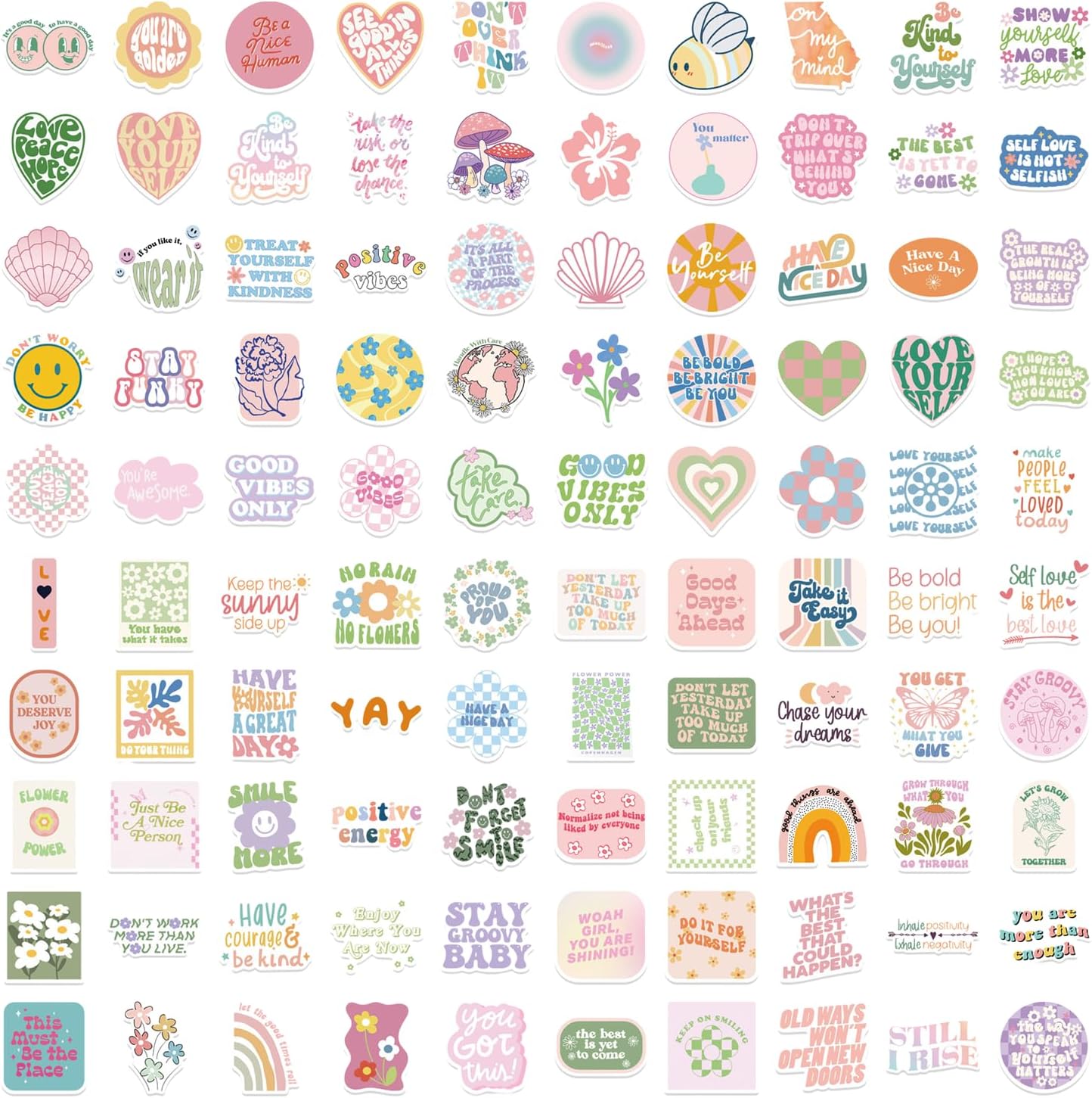 100 Cute Aesthetic Stickers, Aesthetic Stickers, Colorful Stickers ...